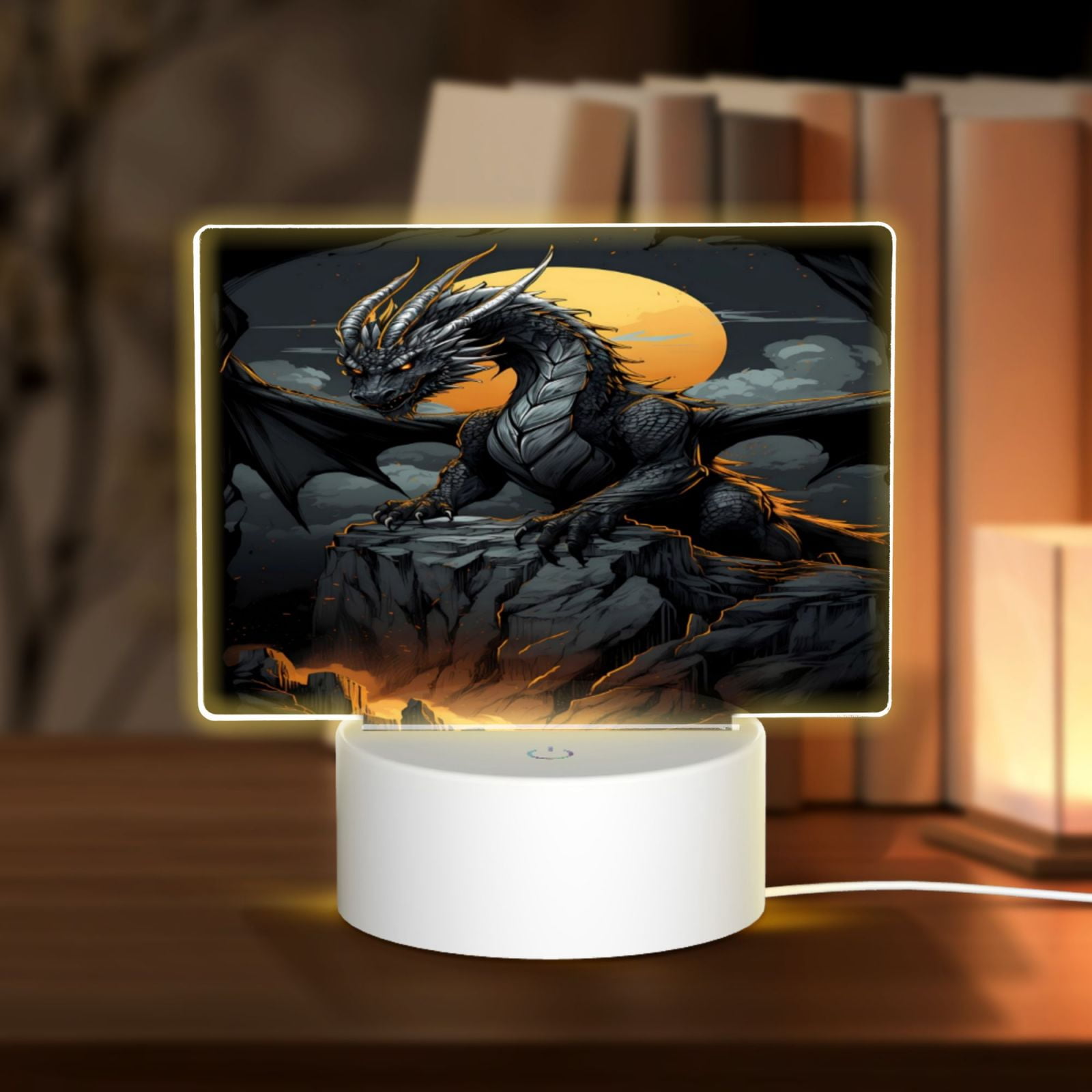 Coaee Full Moon Black Dragon for Rectangular Acrylic LED Desk Lamp 3 ...