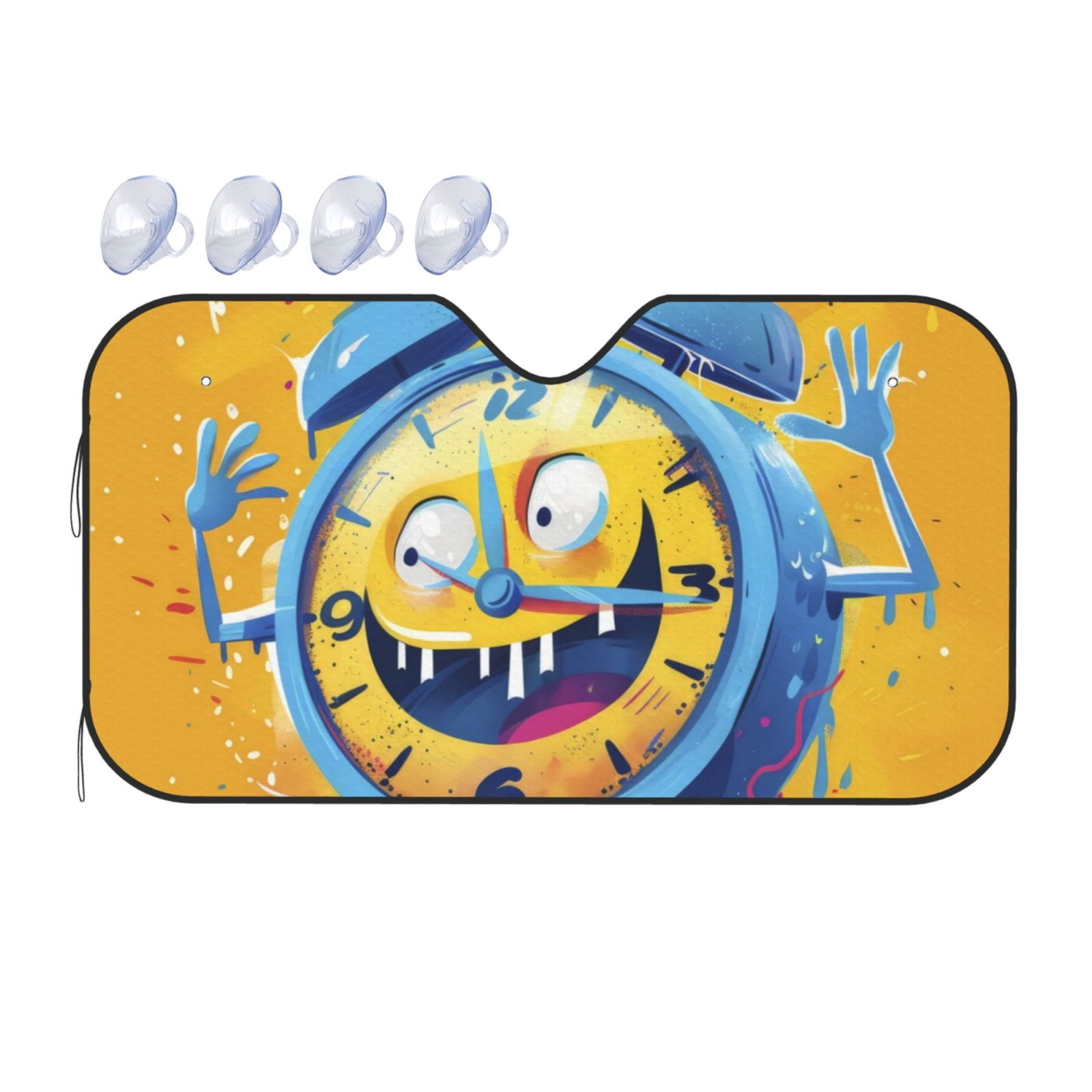 Coaee Funny Alarm Clock Illustration for Car Sunshade Windshield Sun ...