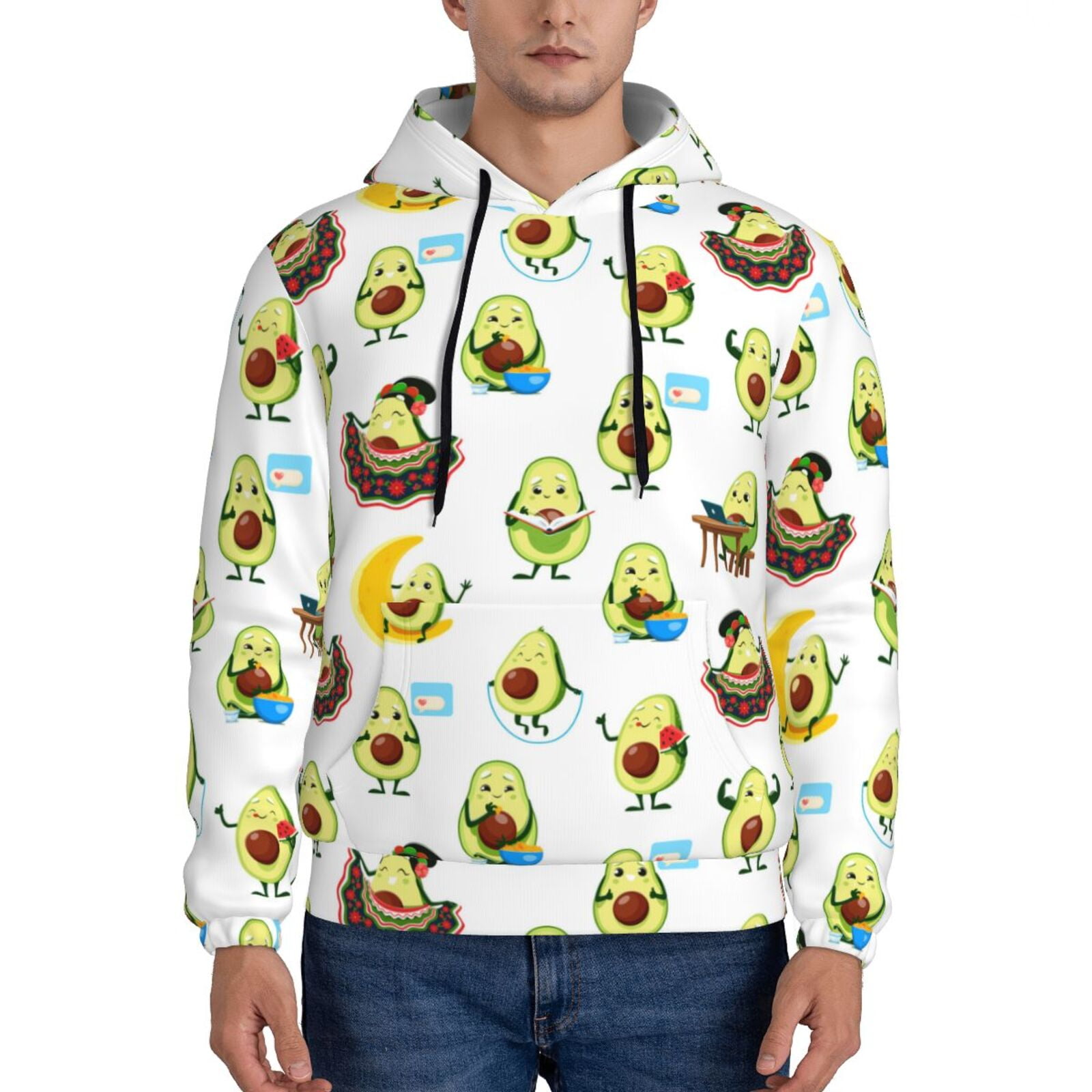 Coaee Funny Avocado In Mexican Clothes for Adult Hoodie Pullover Sweatshirt for Men Hooded ...