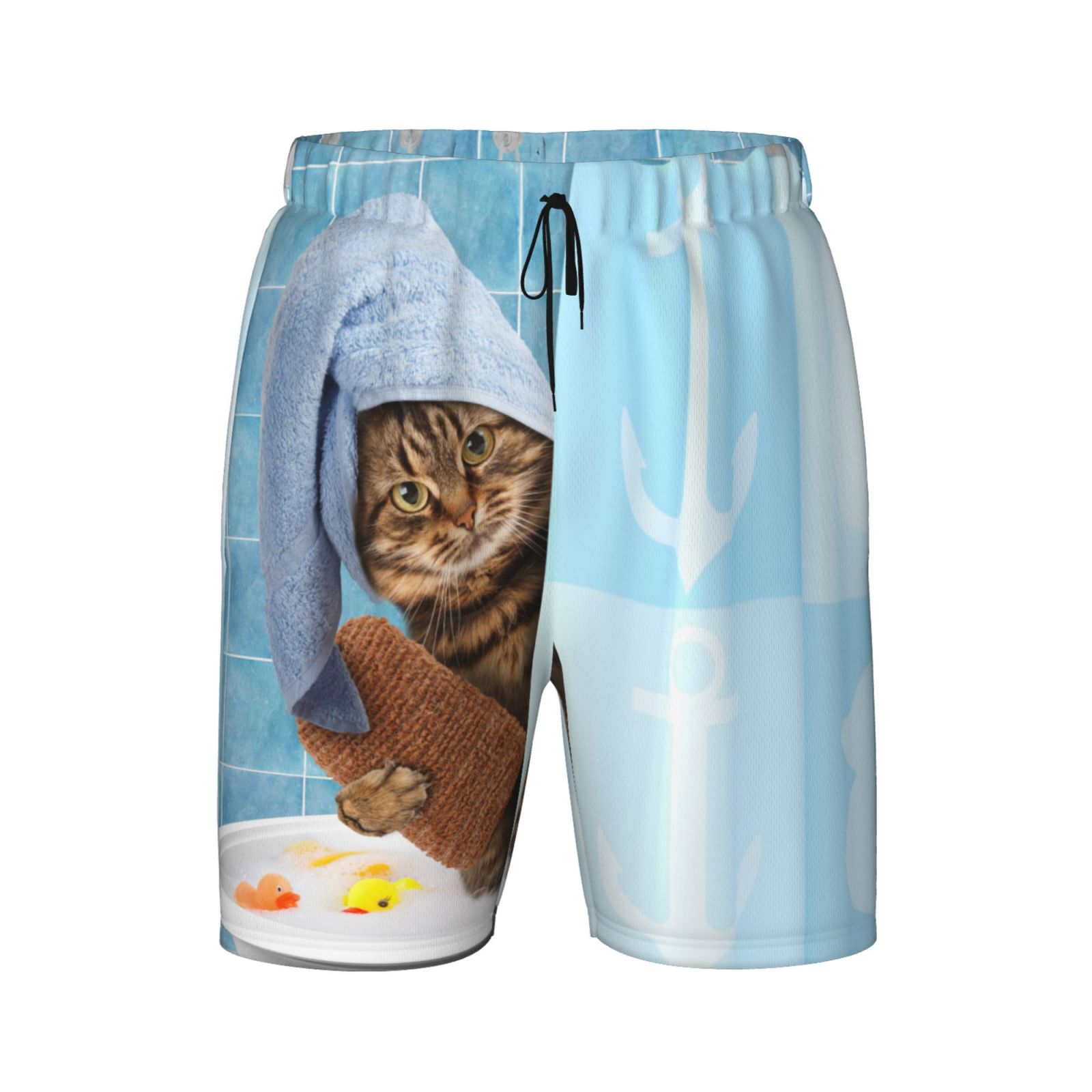 Coaee Funny Cat Taking a Bath for Boys Swim Trunks Compression Liner ...