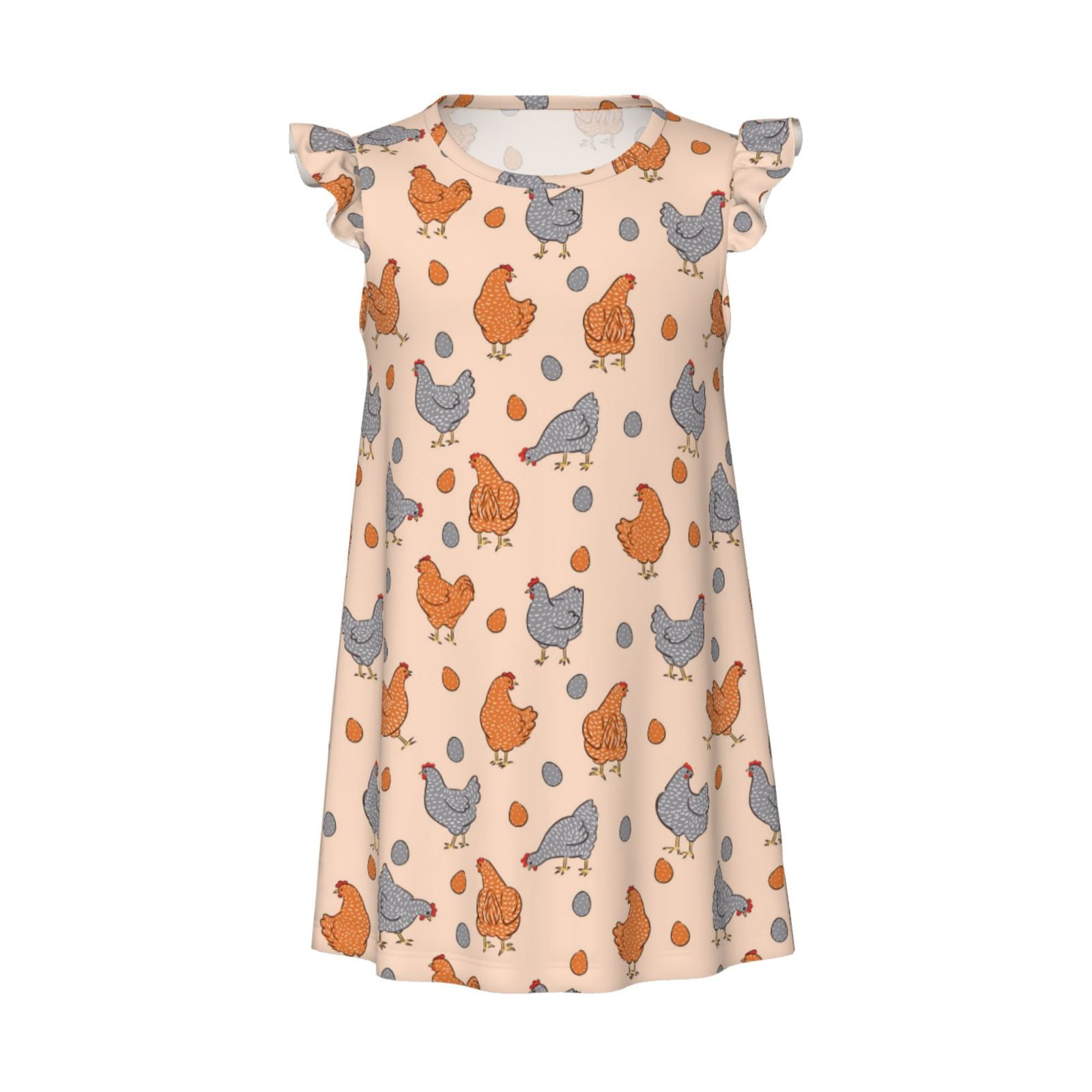 Coaee Funny Chicken Printed Girls Nightgowns, Short Sleeve Nightdress ...