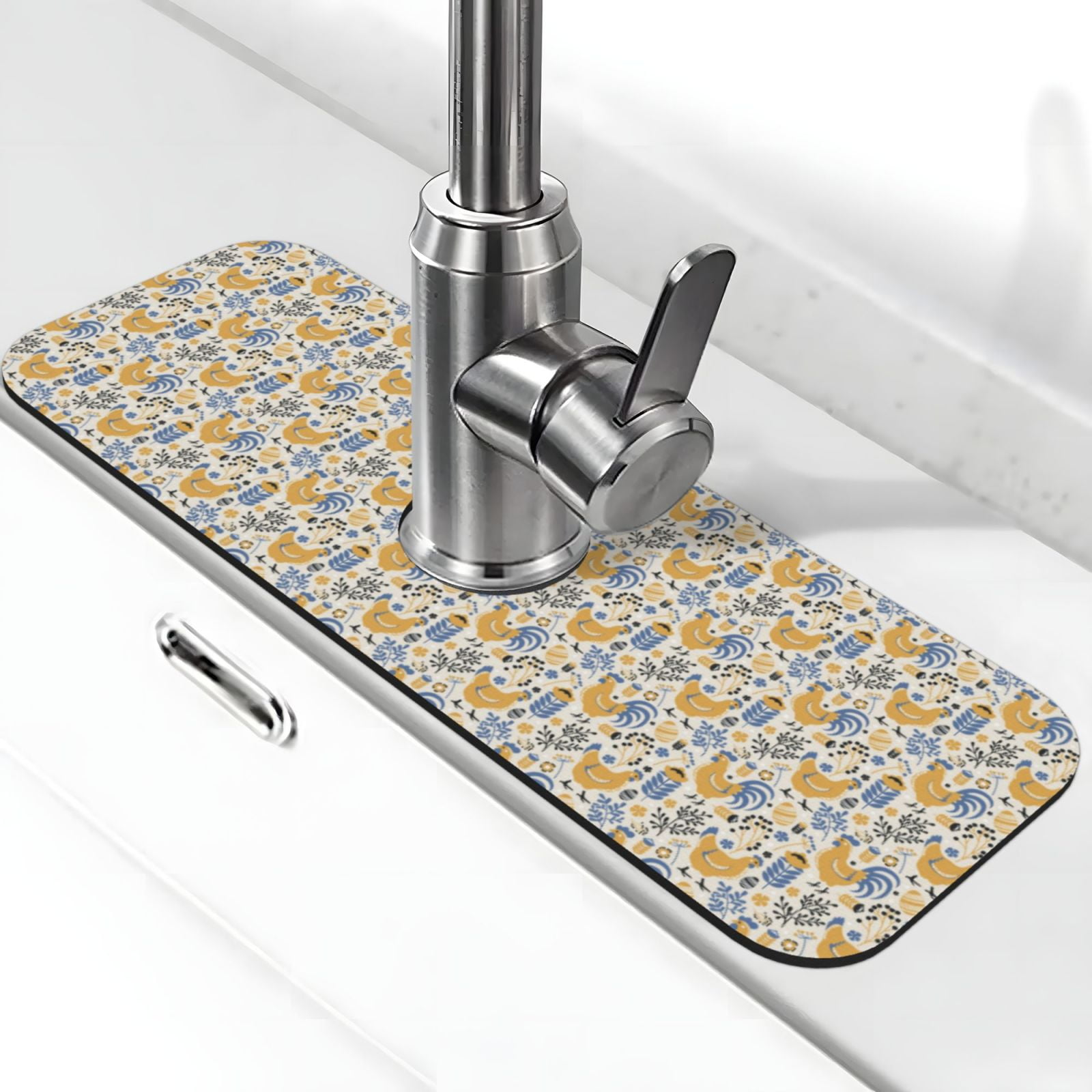 Coaee Funny Chicken for Kitchen Sink Splash Guard Sink Faucet Mat ...