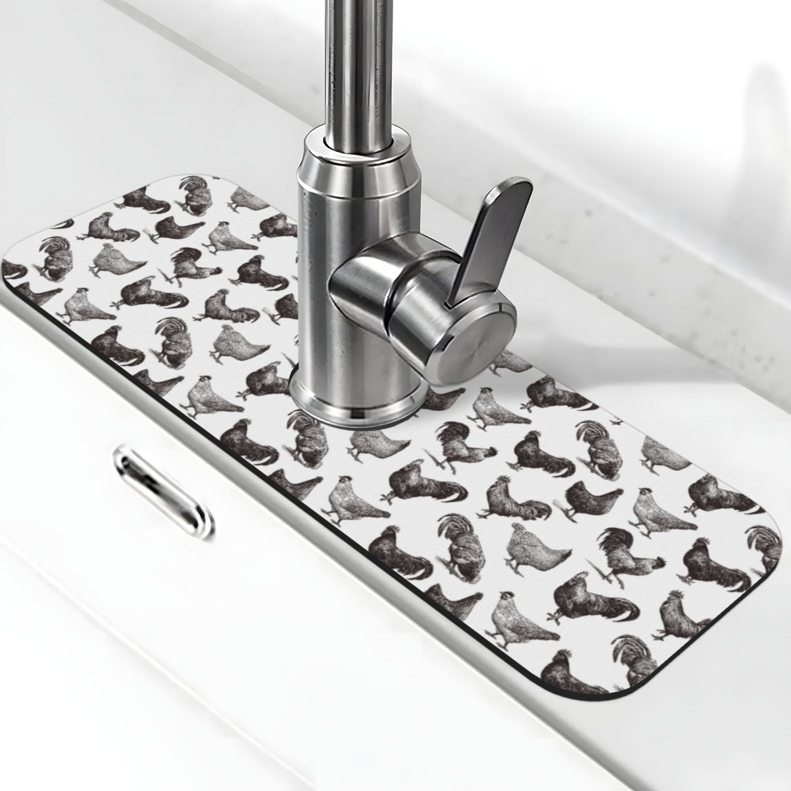 Coaee Funny Chicken for Kitchen Sink Splash Guard Sink Faucet Mat ...