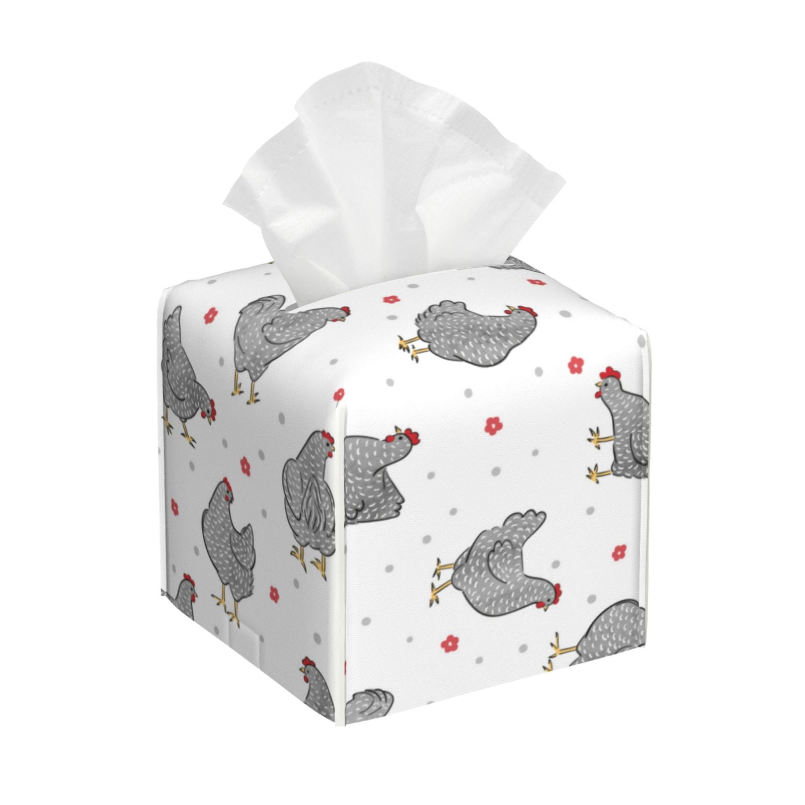Coaee Funny Chicken for Leather Tissue Box Cover Square Tissue Box ...