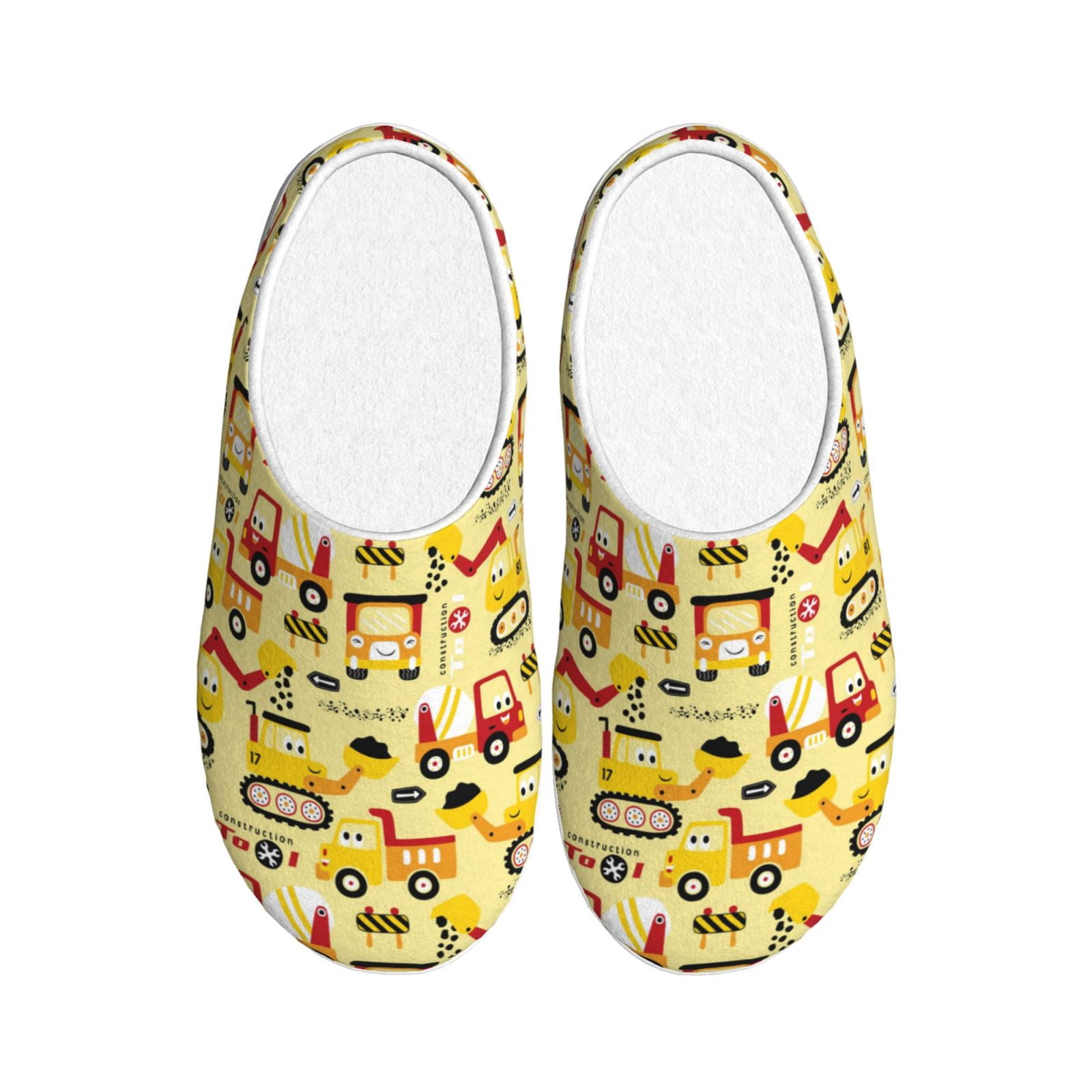 Coaee Funny Construction Vehicles for Mens Slippers Indoor Slip On ...