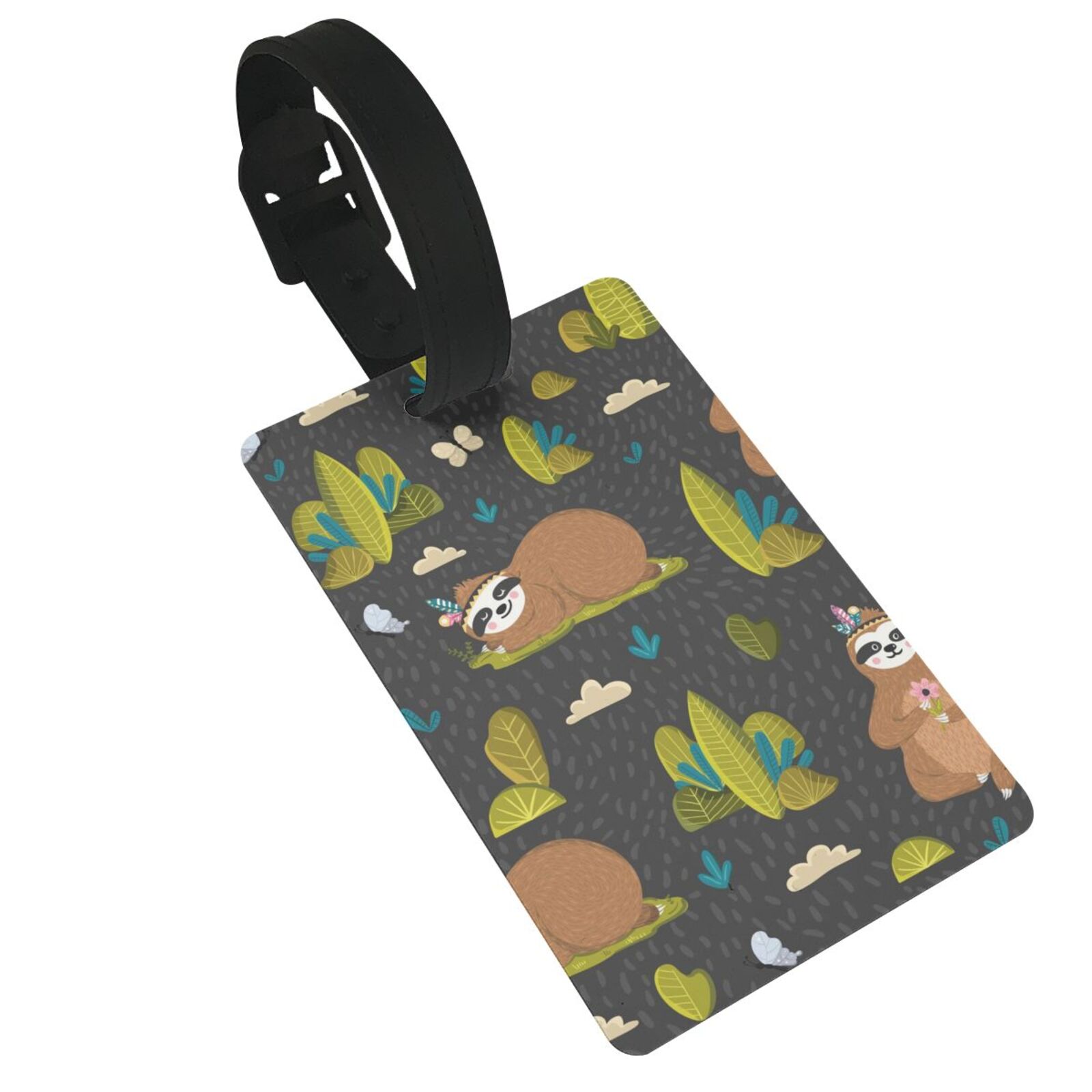 Coaee Funny Sloths In The Forest Luggage Tag Schoolbag Tag with Name ID ...