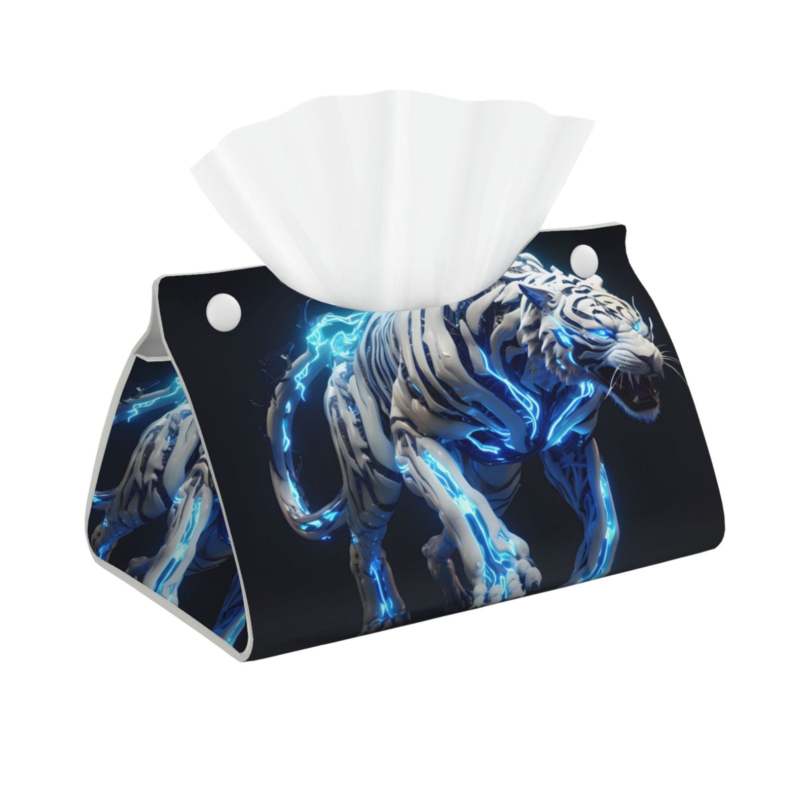 Coaee Futuristic Blue Light White Tiger for Large Tissue Box Cover ...