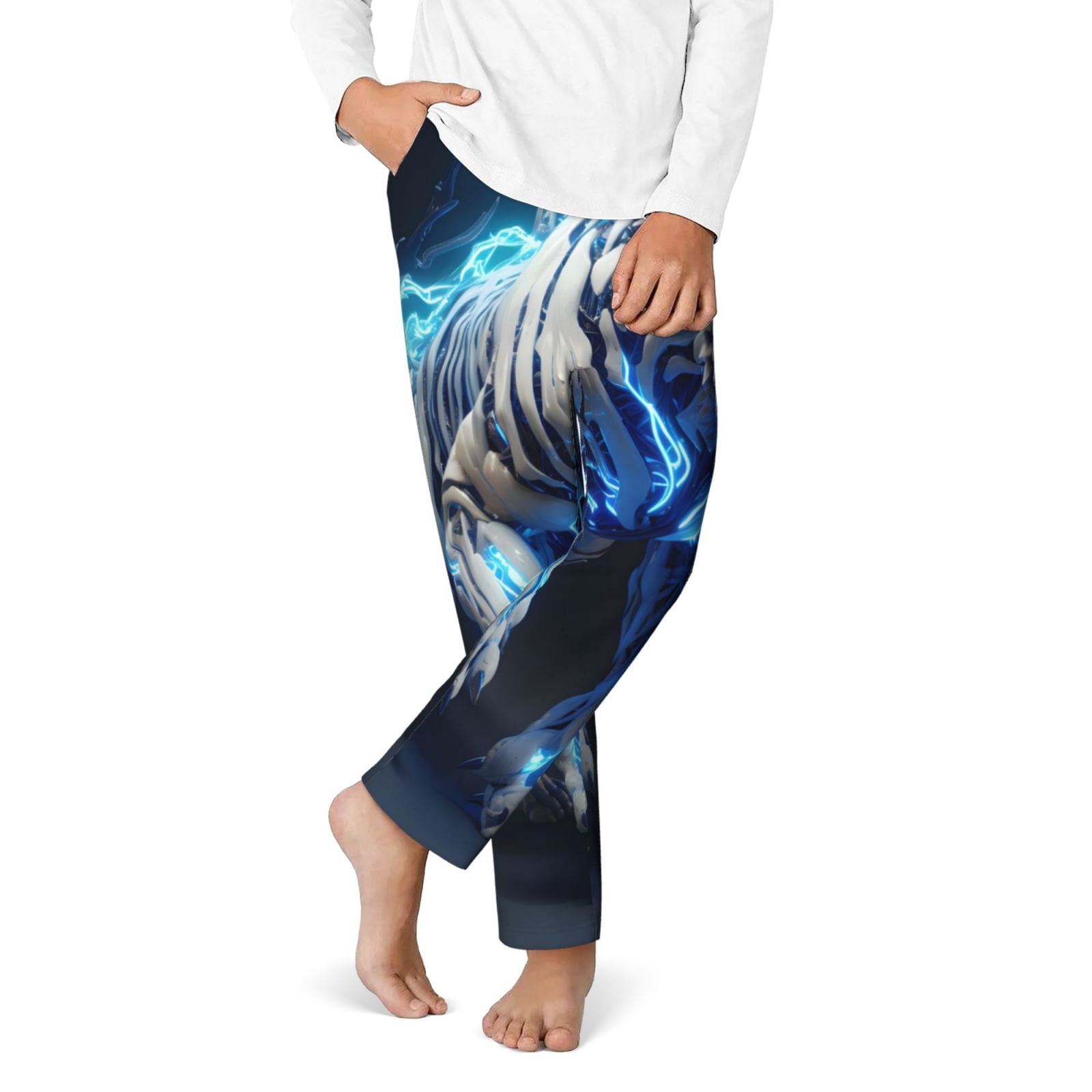 Coaee Futuristic Blue Light White Tiger for Teen lounge pants ...