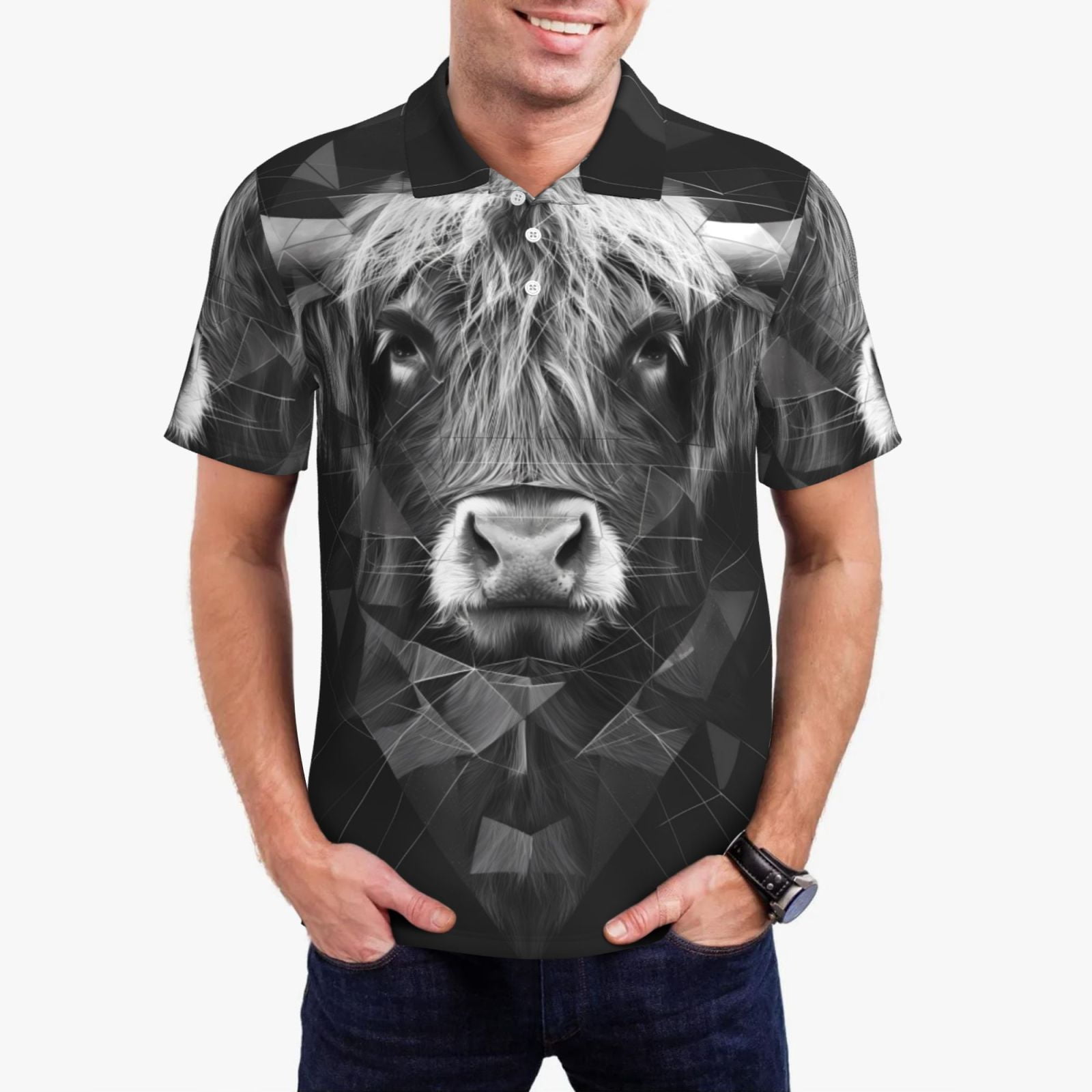 Coaee Geometric Bull Design for Men's Polo Shirts Mens Polo Shirts ...