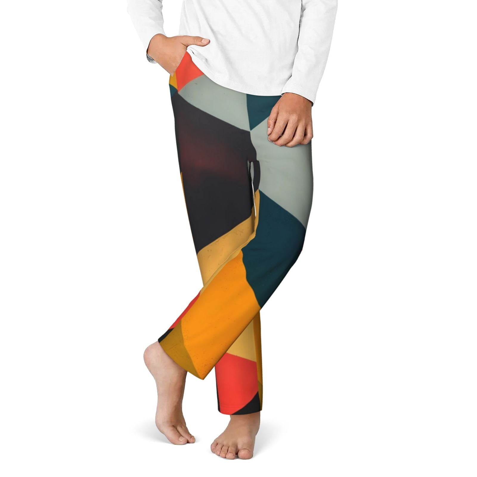 Coaee Geometric Cube Pattern Art for Teen lounge pants Comfortable ...