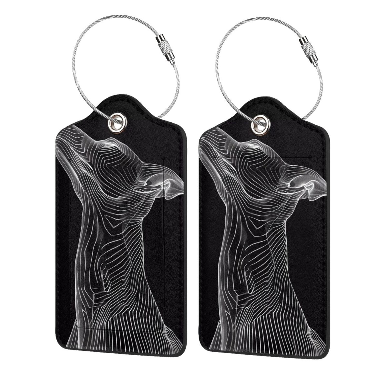 Coaee Geometric Lines Dog Art Untethered Leather Luggage Tags for ...