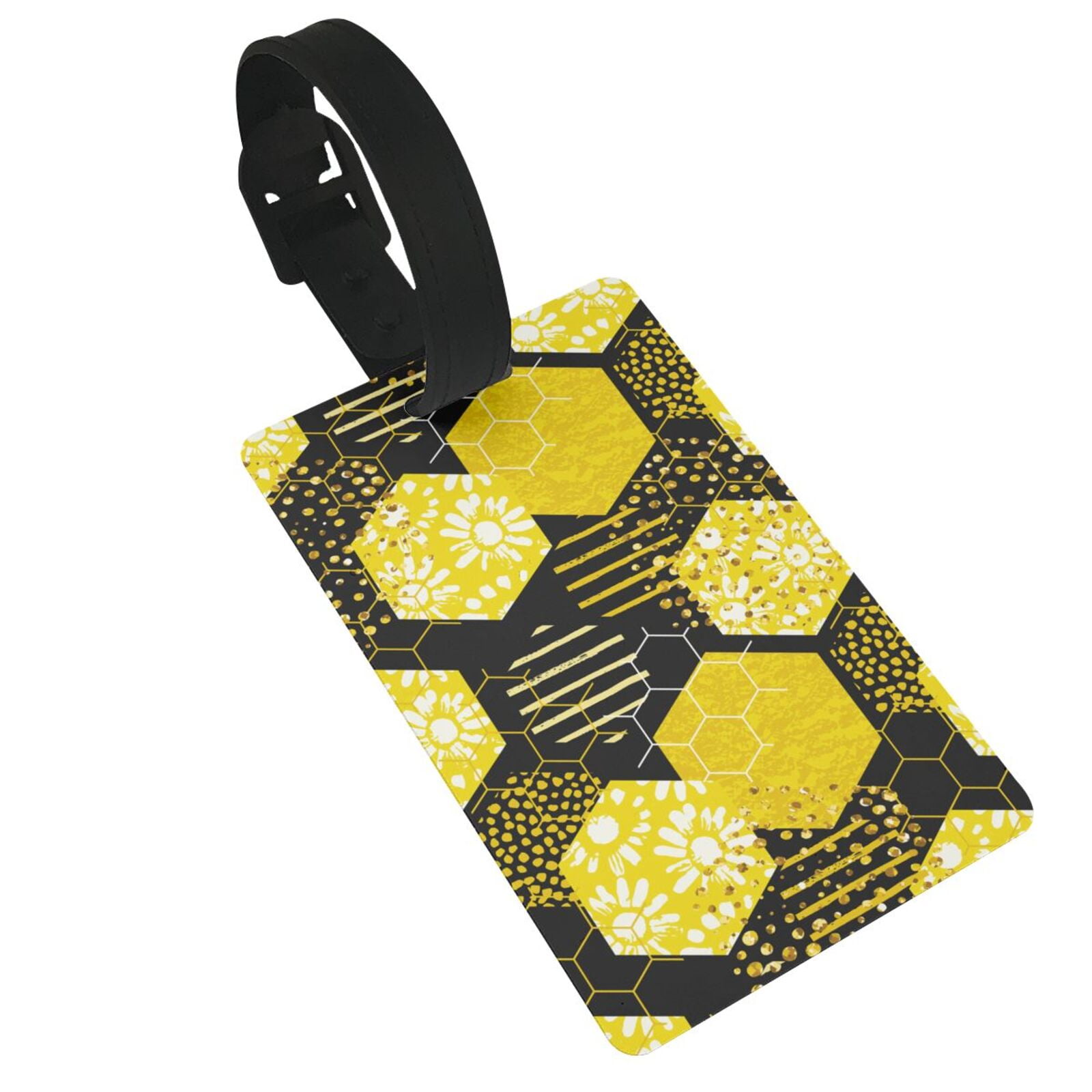 Coaee Geometric Pattern with Bee Luggage Tag Schoolbag Tag with Name ID ...