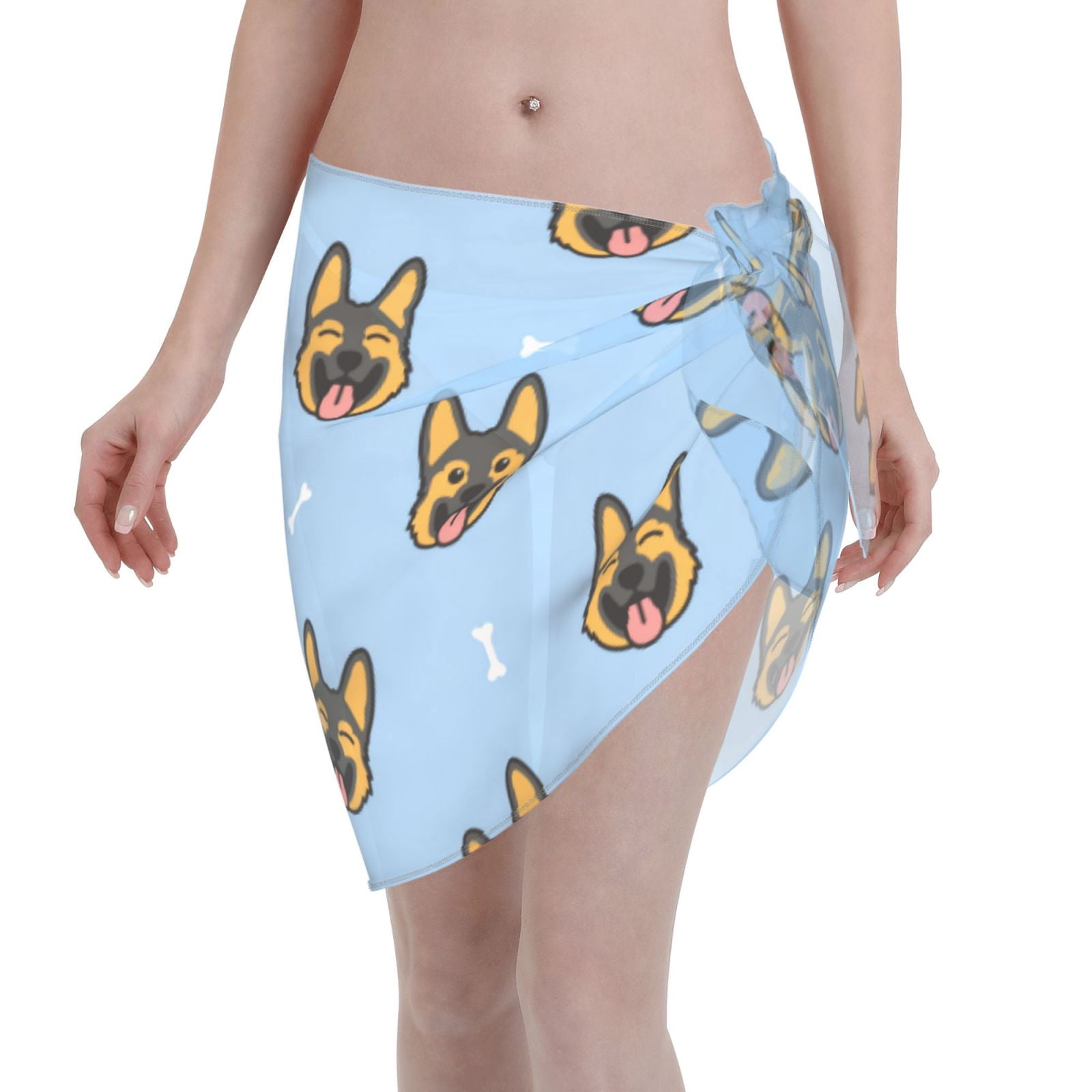 Coaee German Shepherd Puppy Women's Short Sarongs Beach Wrap Sheer ...
