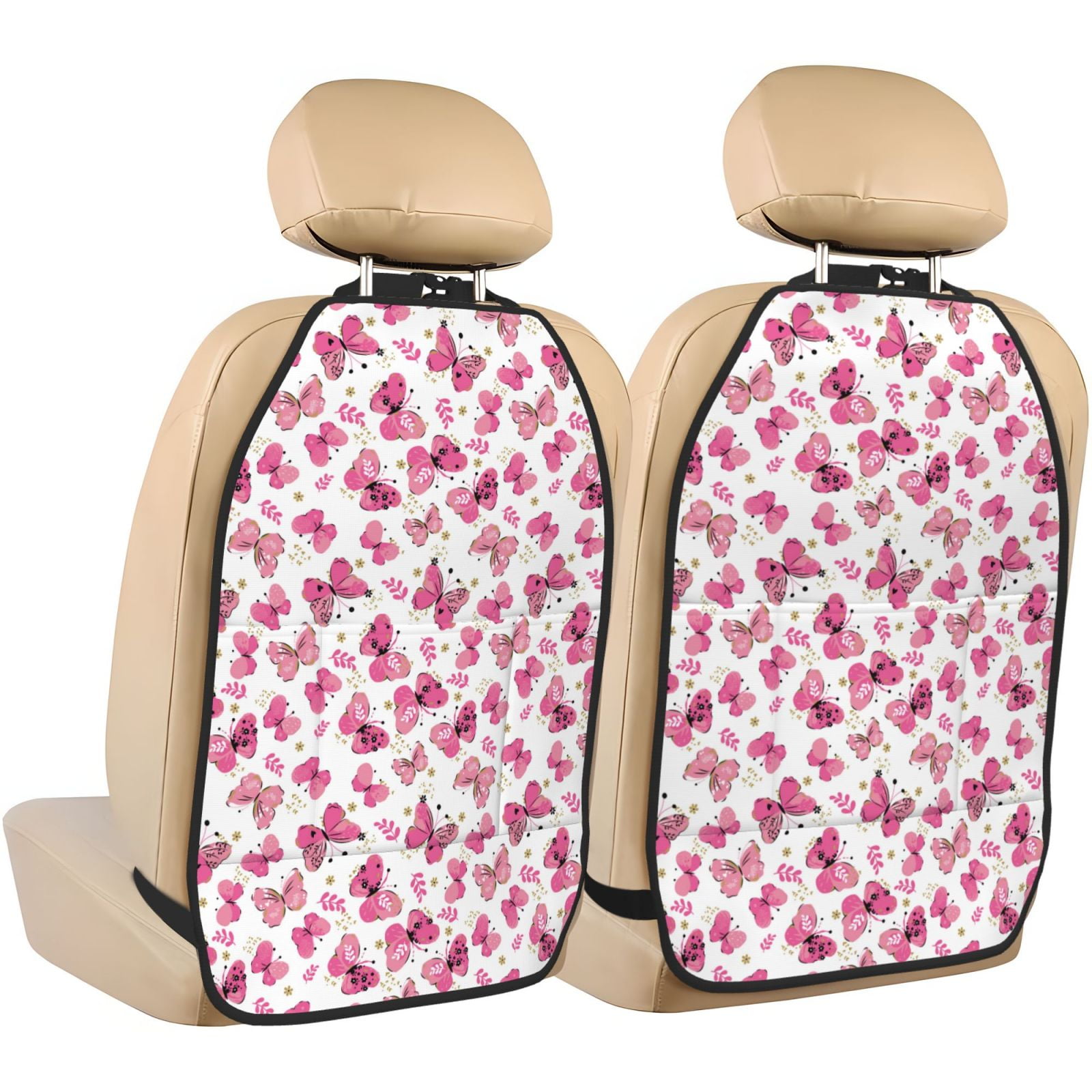 Coaee Girl Butterfly for Car Kick Mat Seat Cover 2 Pcs Anti-Kick ...