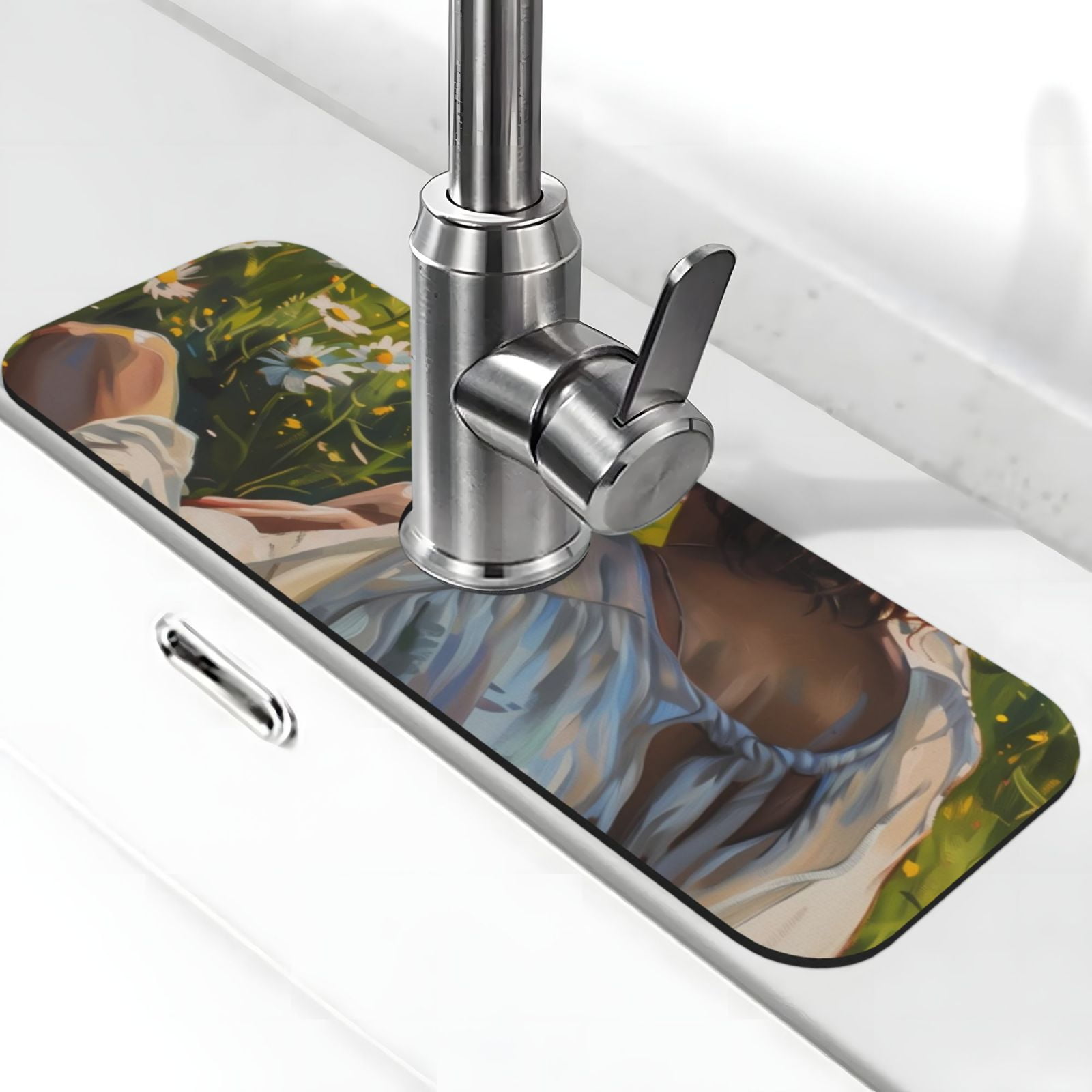 Coaee Girl In Field Of Daisies for Kitchen Sink Splash Guard Sink ...
