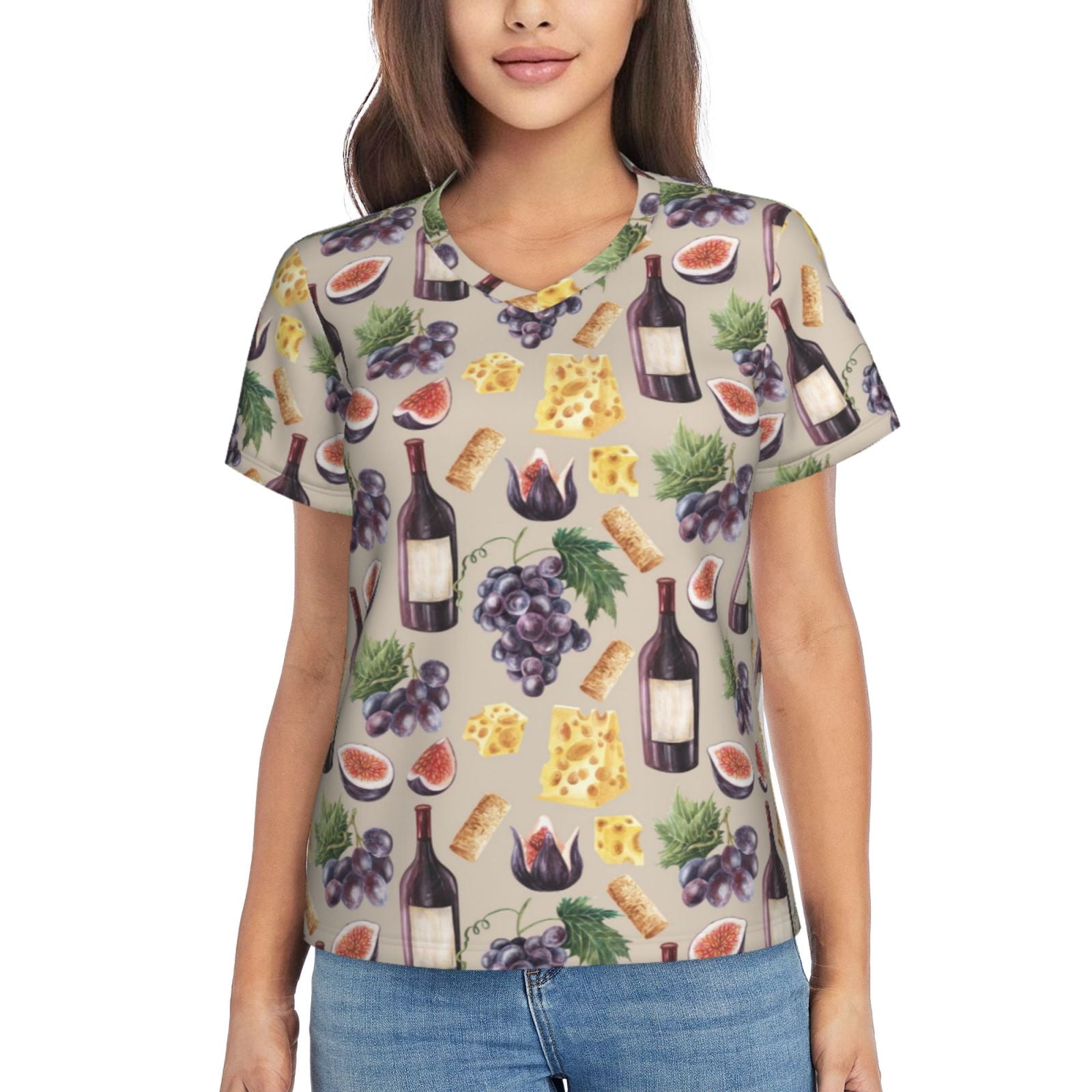 Coaee Glasses Of Red Wine for Women's Classic Fit T Shirts Short Sleeve ...
