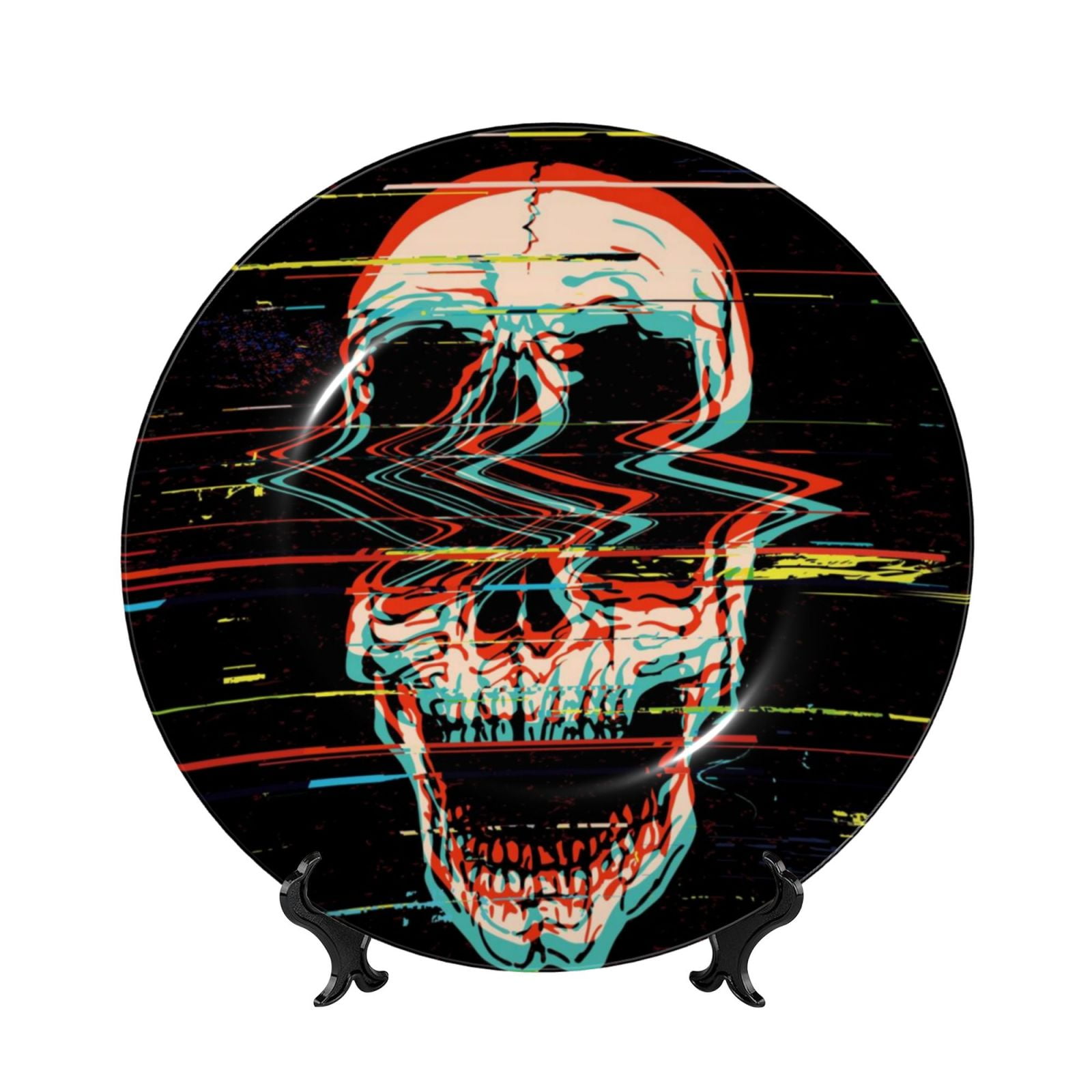 Coaee Glitch Screaming Skull for Bone China Decorative Plate Decorative ...