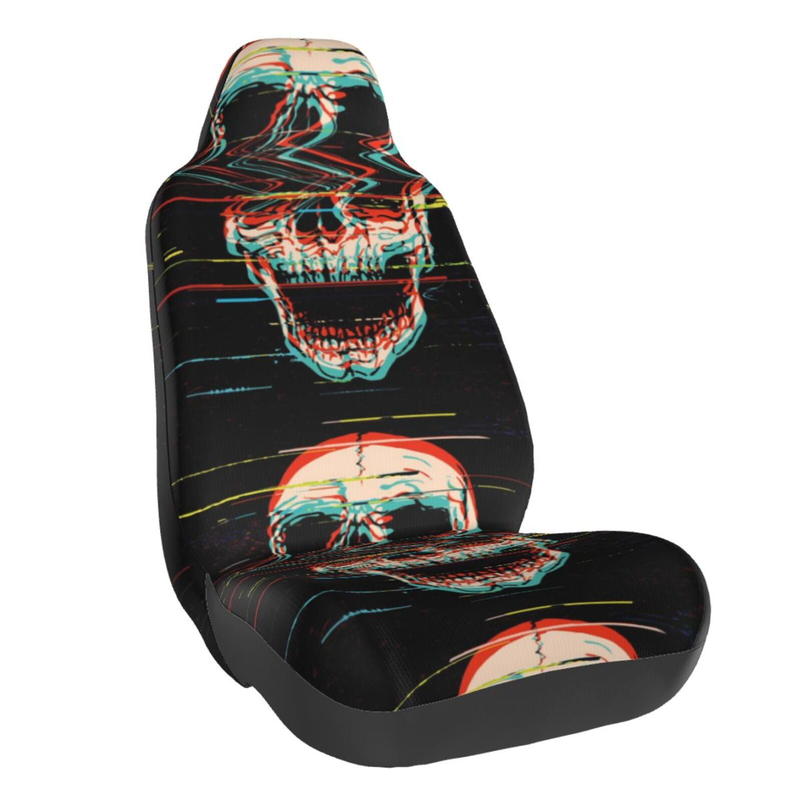 Coaee Glitch Screaming Skull for Front Car Seat Covers Automotive Seat Covers for Most Cars SUVs ...