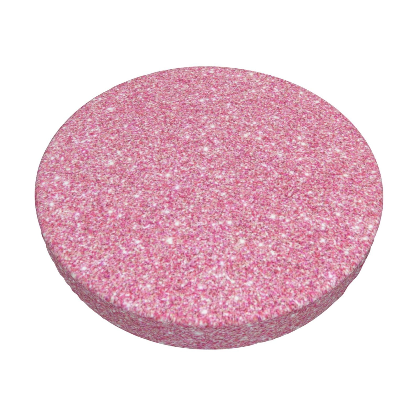 Coaee Glitter Pink Round Bar Stool Seat Covers Washable Stool Cushion ...