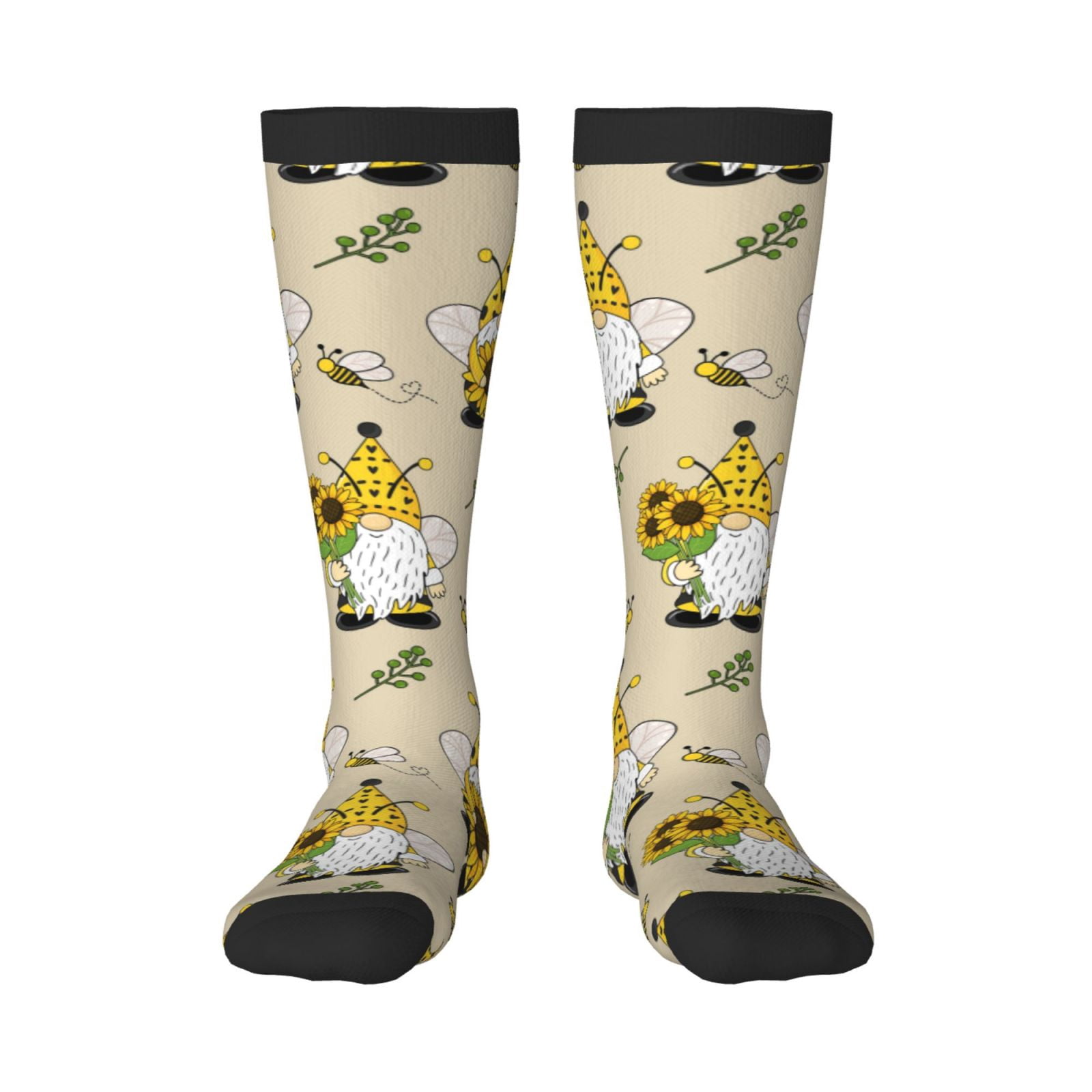 Coaee Gnomes Bees And Sunflowers Print Sock Breathable,Adult Stockings ...