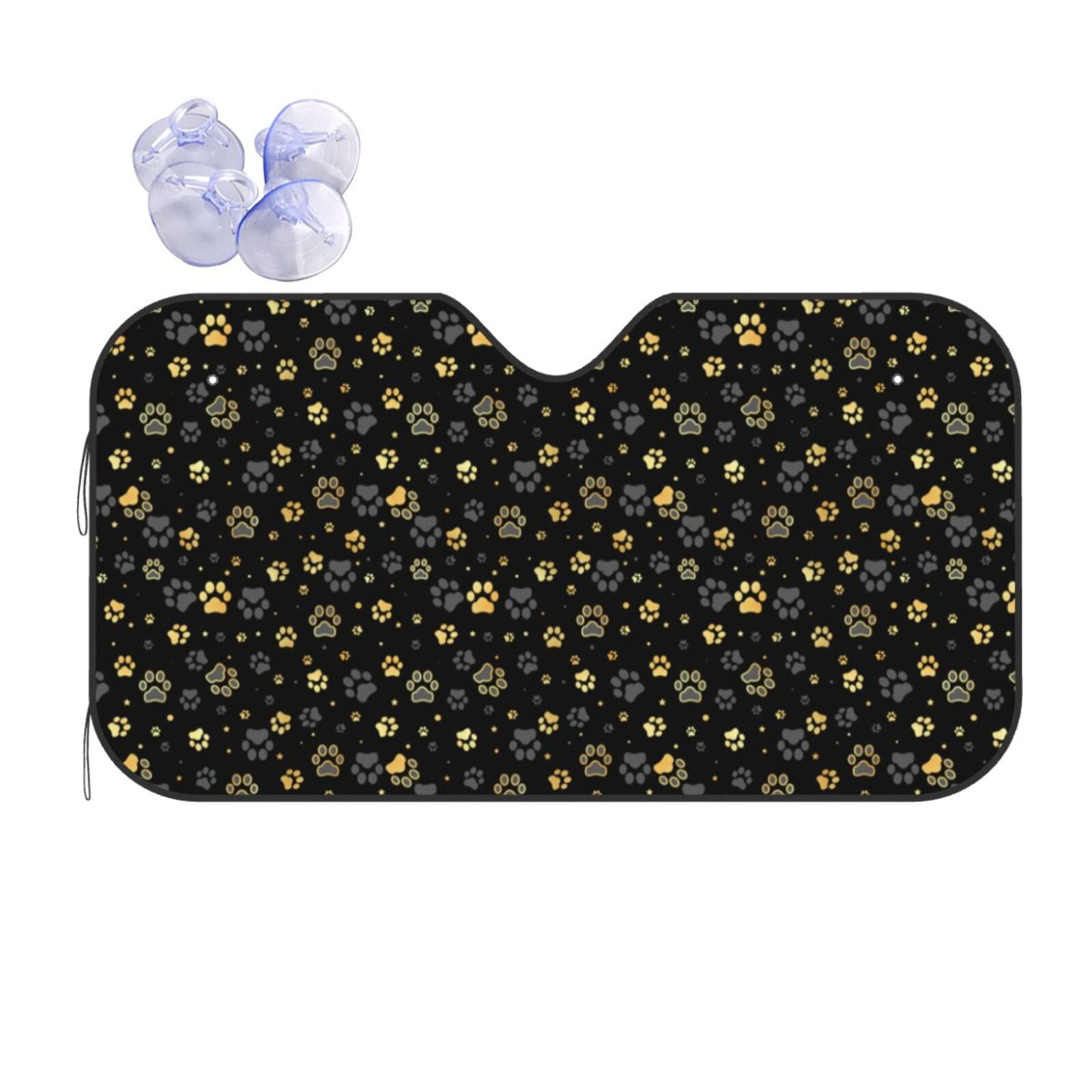 Coaee Gold Dog Paw Print Car Sunshade Windshield Sun Shade Reflect UV ...