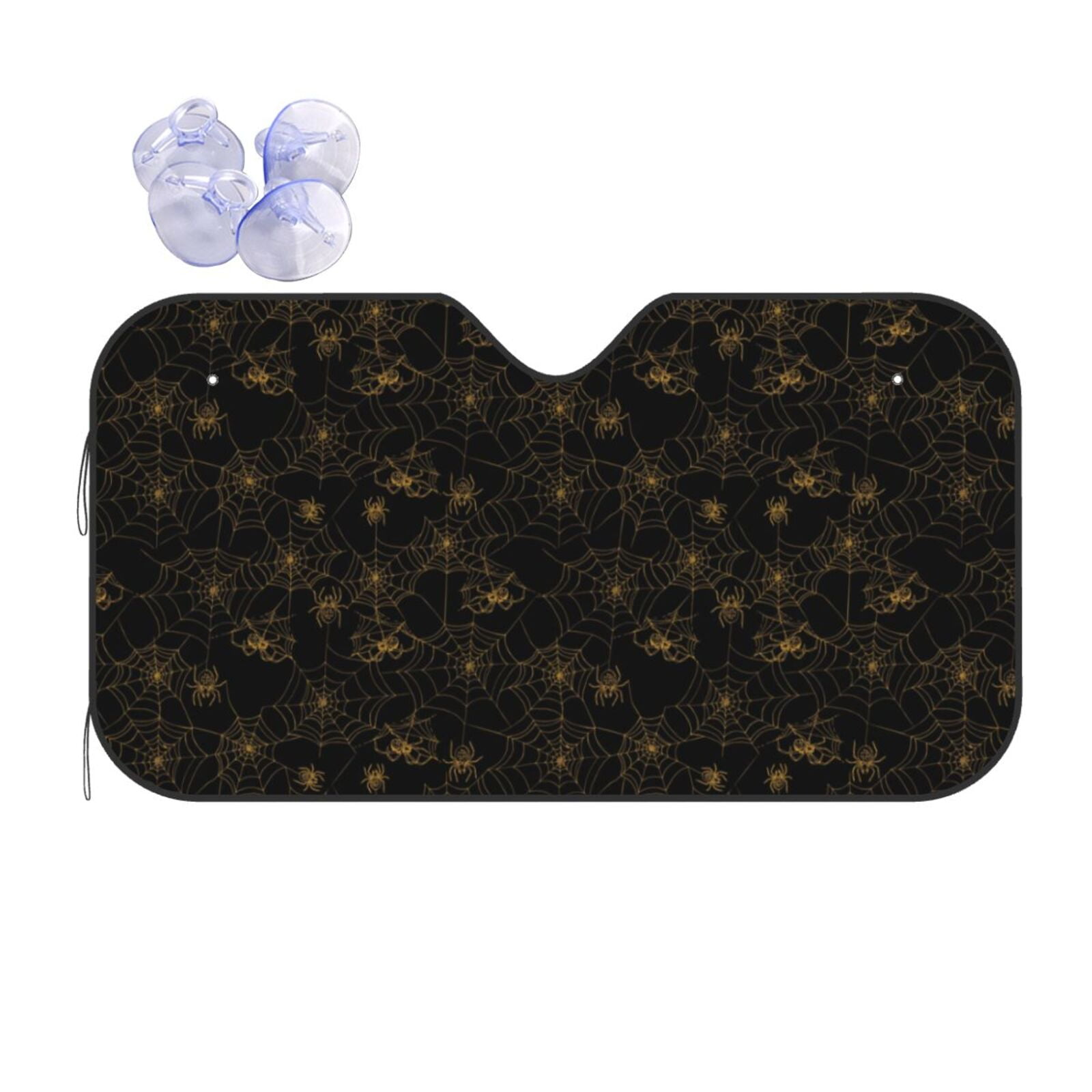 Coaee Gold Spiders And Cobwebs Print Car Sunshade Windshield Sun Shade ...