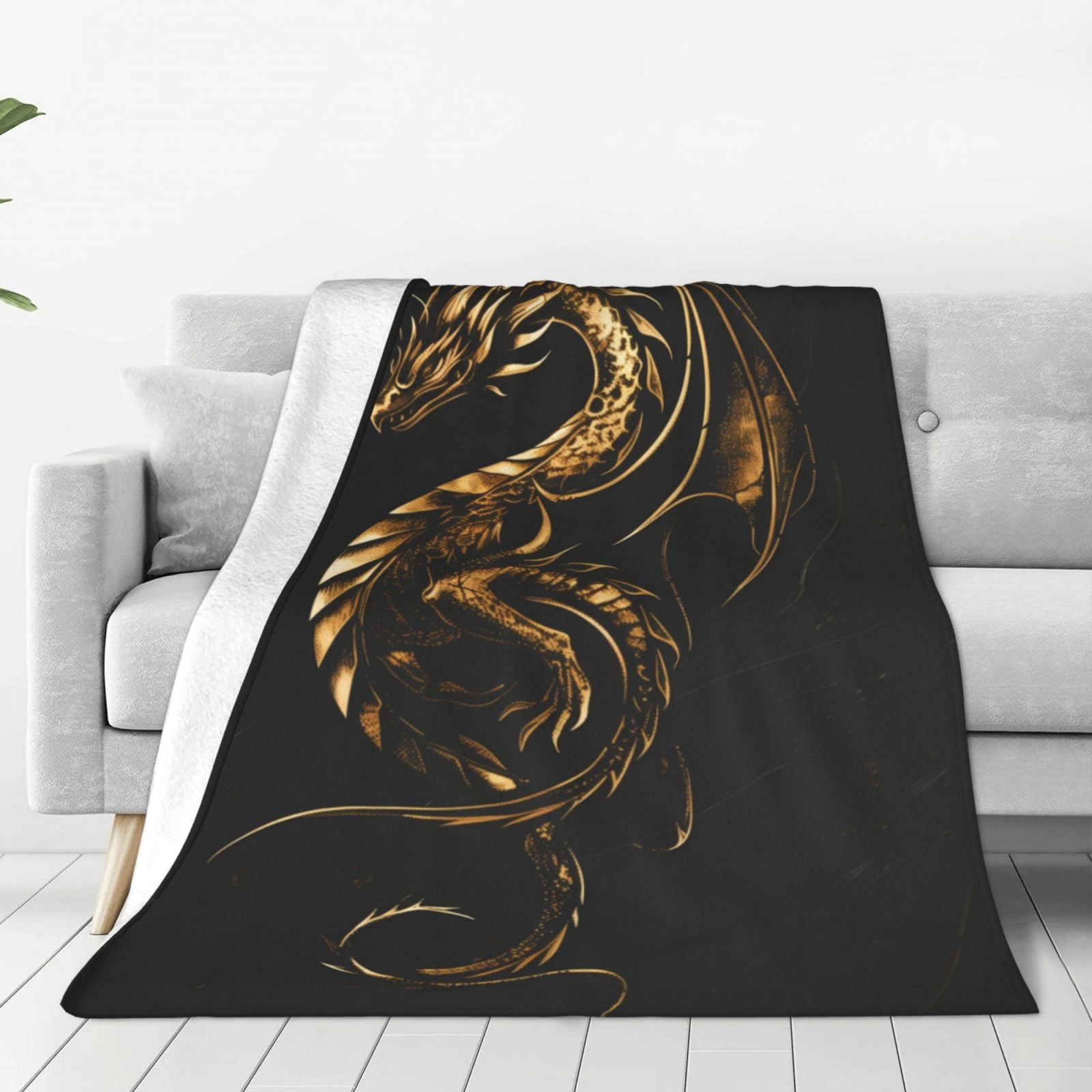 Coaee Golden Dragon Tattoo Art for Ultra-Soft Micro Fleece Blanket ...