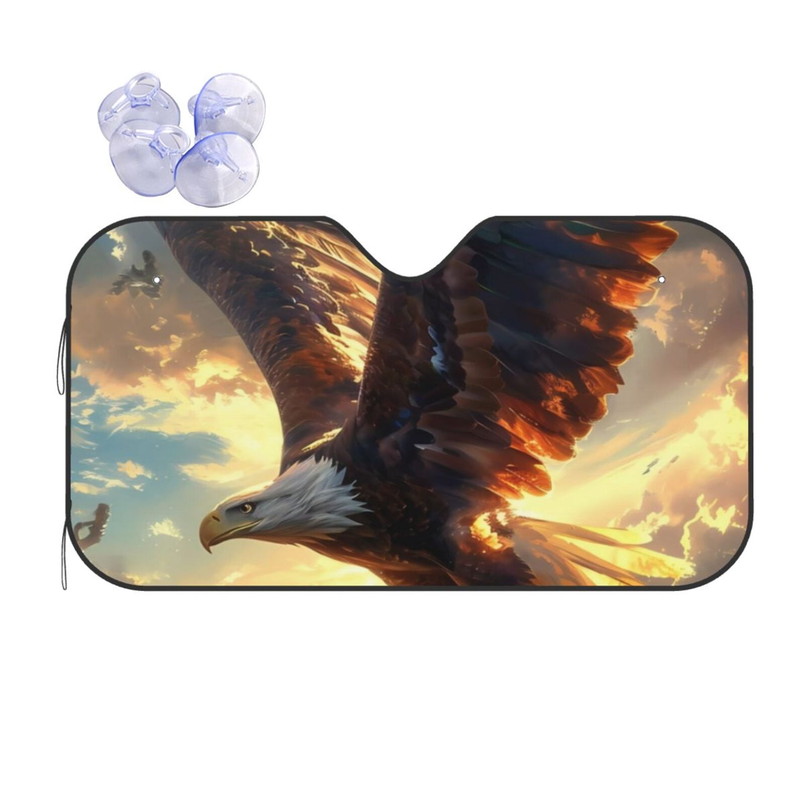 Coaee Golden Sky Bald Eagle Print Car Sunshade Windshield Sun Shade ...