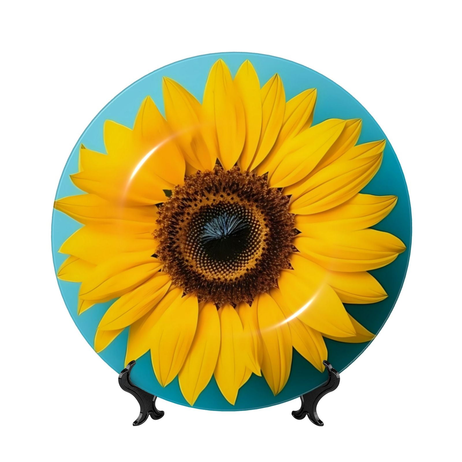 Coaee Golden Sunflower in Blue for Bone China Decorative Plate ...