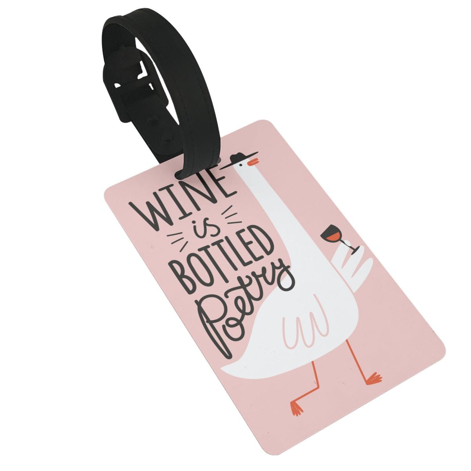 Coaee Goose Holding Wineglass with Red Wine Luggage Tag Schoolbag Tag ...