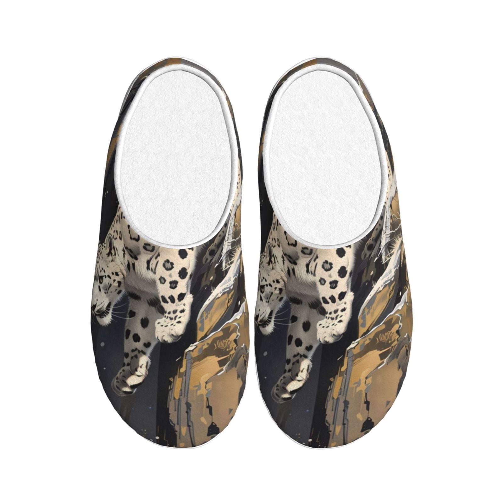 Coaee Graceful Snow Leopard for Mens Slippers Indoor Slip On Shoes ...