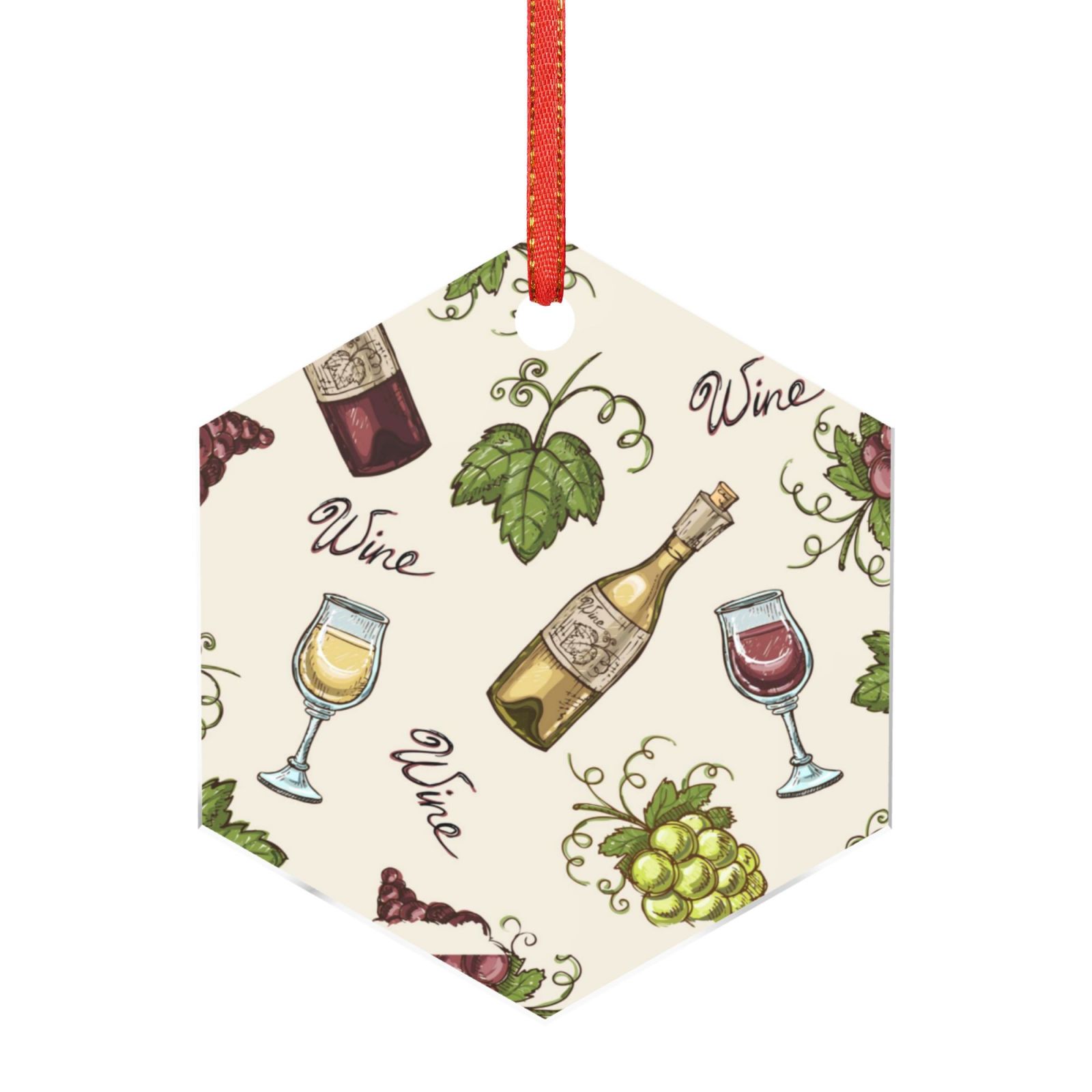 Coaee Grapes Bbottles Wine for Acrylic Ornament Funny Santa Claus ...