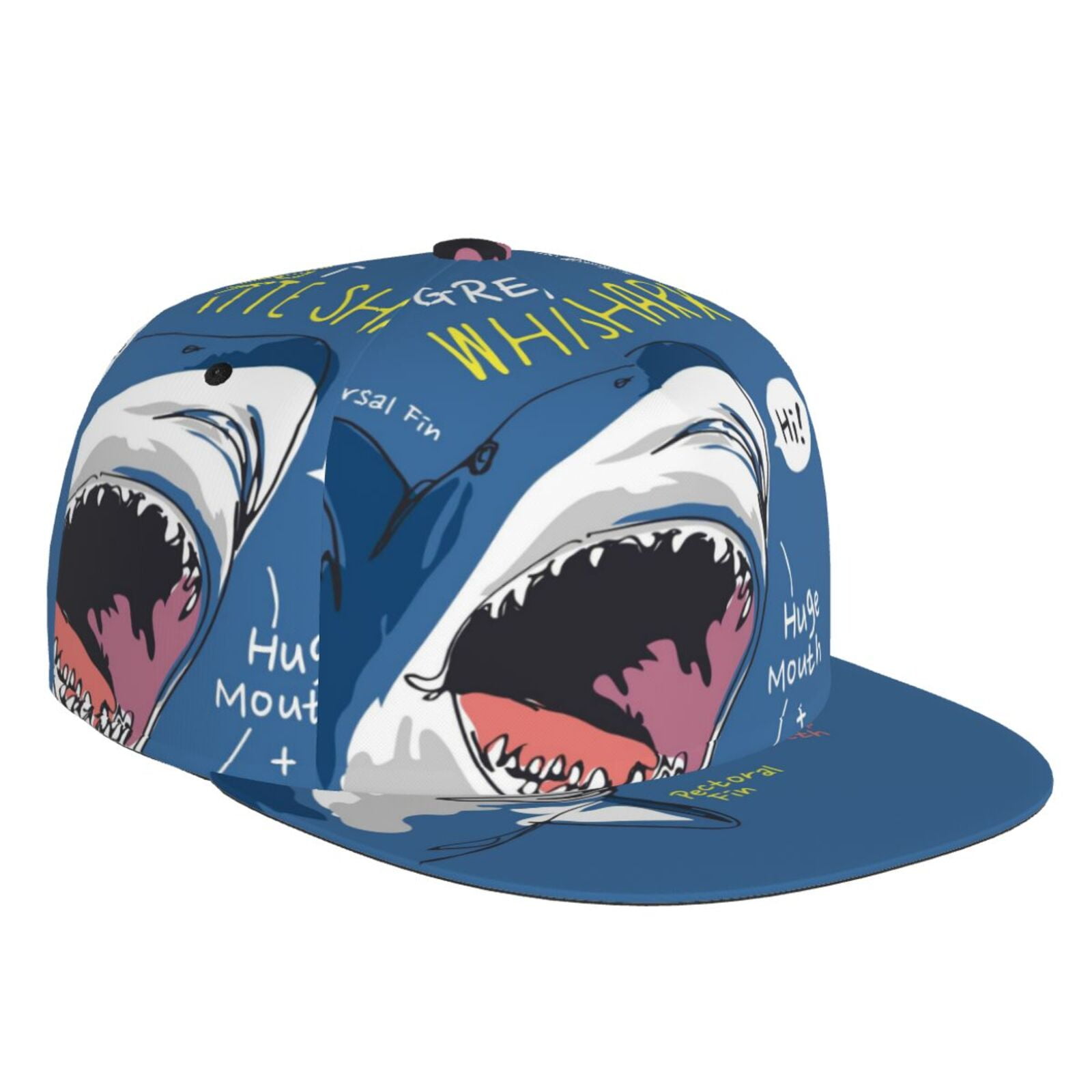 Coaee Great White Shark Fashionable Flat Brim Baseball Cap Classic ...