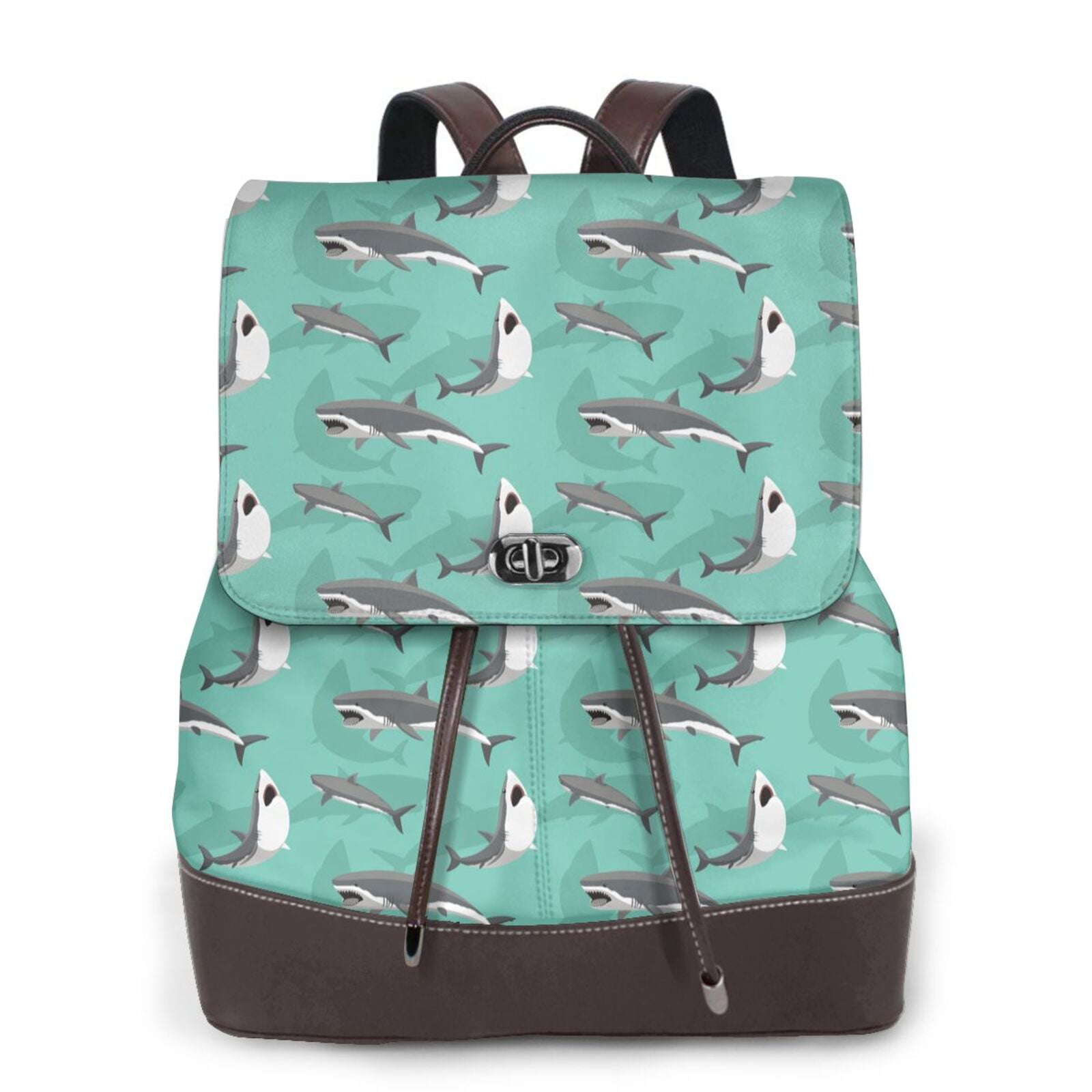 Coaee Great White Shark for Womens Backpack Anti-theft Purse Leather ...