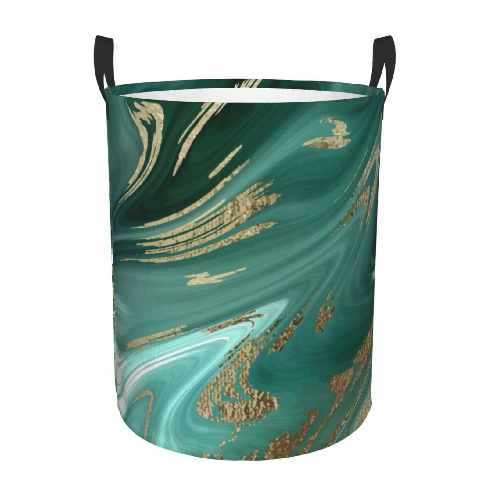 Coaee Green And Gold Marble for Laundry Basket with Handle, Clothes ...