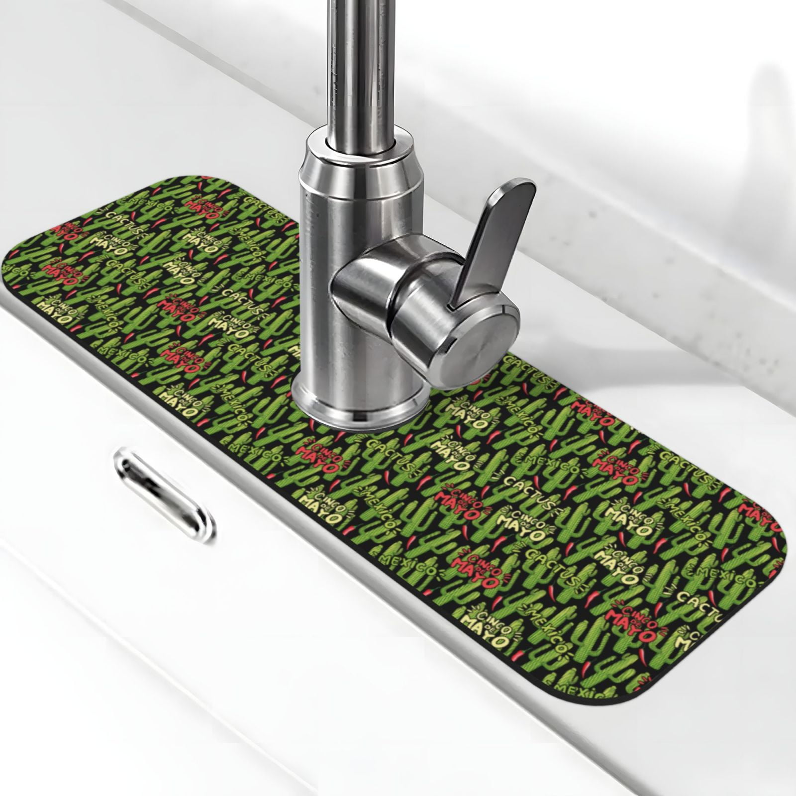 Coaee Green Cacti And Red Chili for Kitchen Sink Splash Guard Sink ...