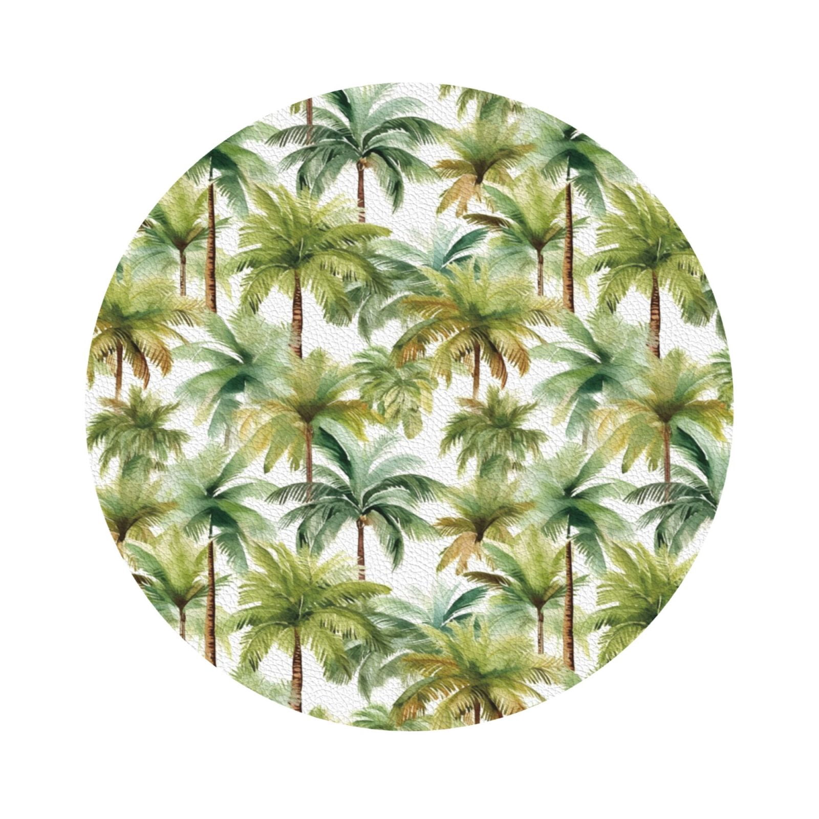 Coaee Green Hawaii Palms Print Leather Coasters Set of 6, Non-Slip ...