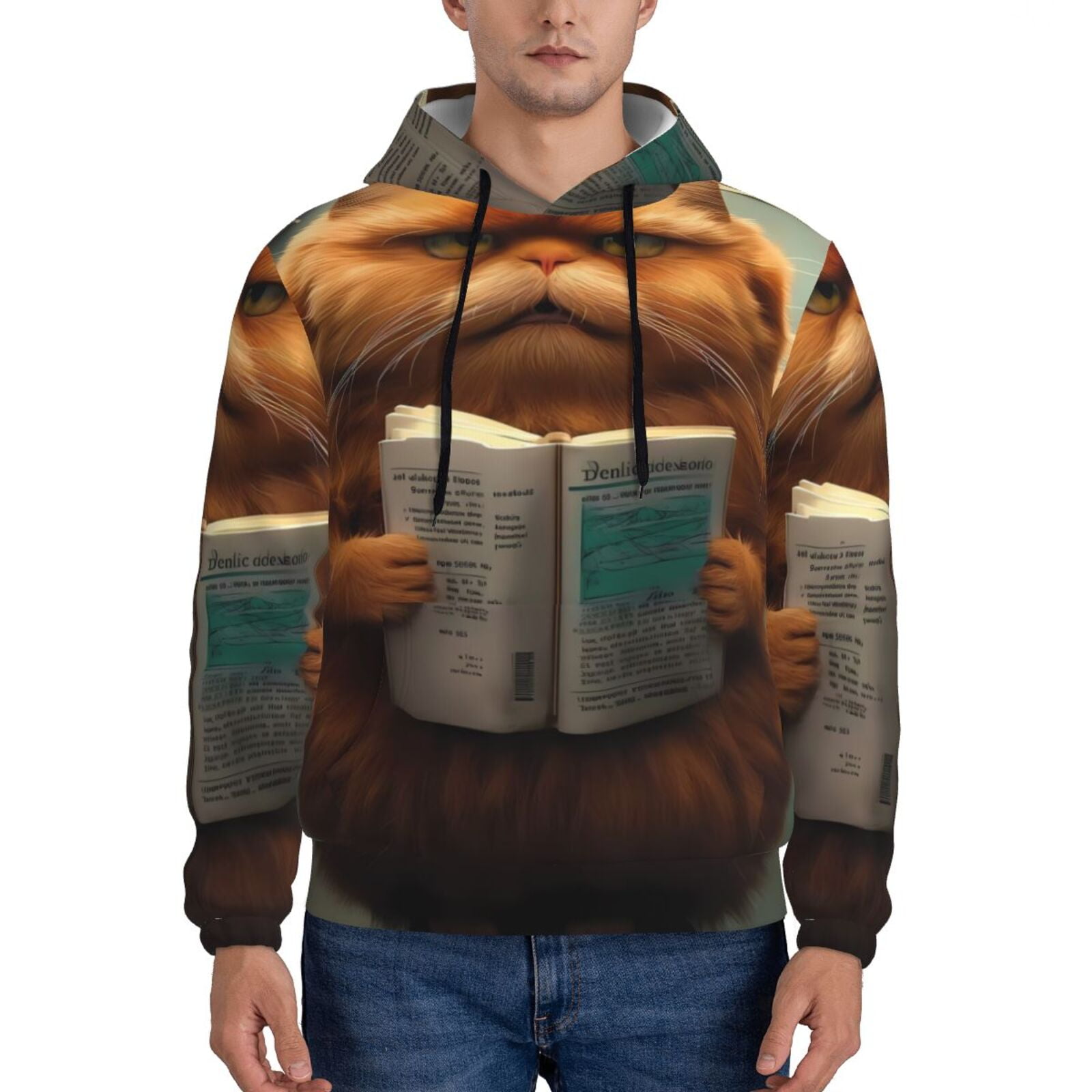 Coaee Grumpy Cat Reading Book for Adult Hoodie Pullover Sweatshirt for ...