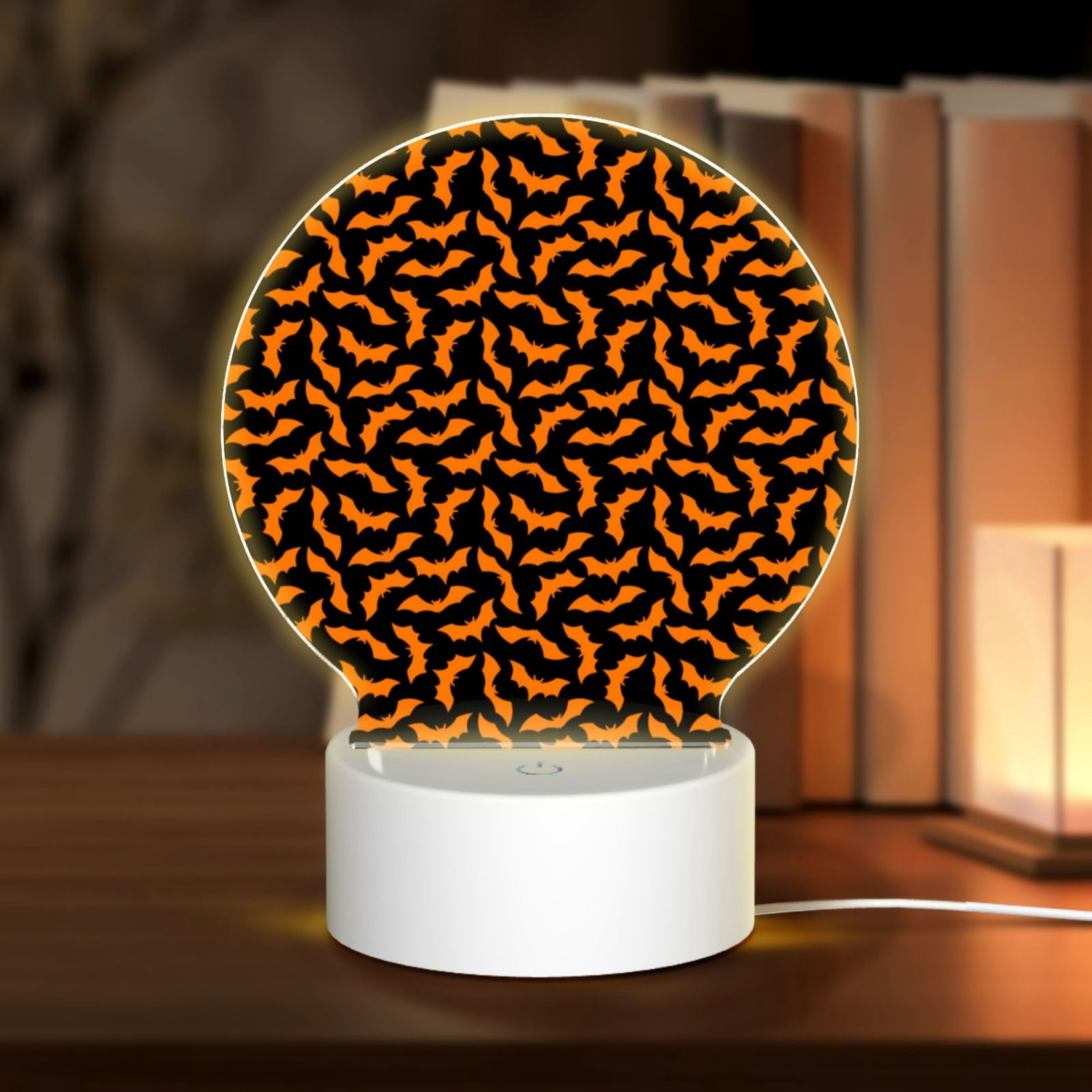 Coaee Halloween Bat for Round Acrylic LED Desk Lamp 3 Color Change ...