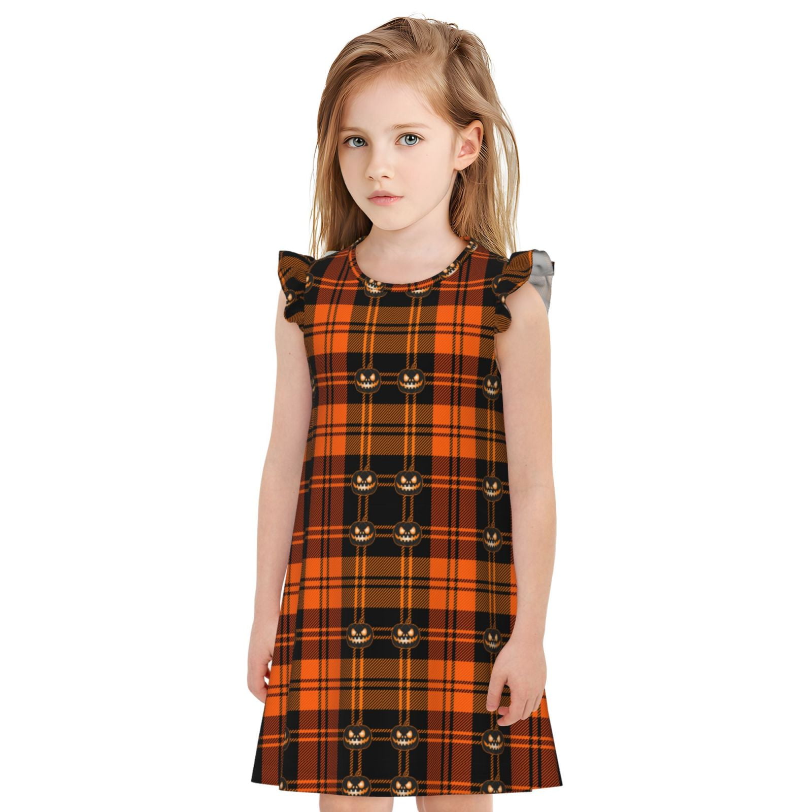 Coaee Halloween Tartan Plaid for Printed Girls Nightgowns Short Sleeve ...