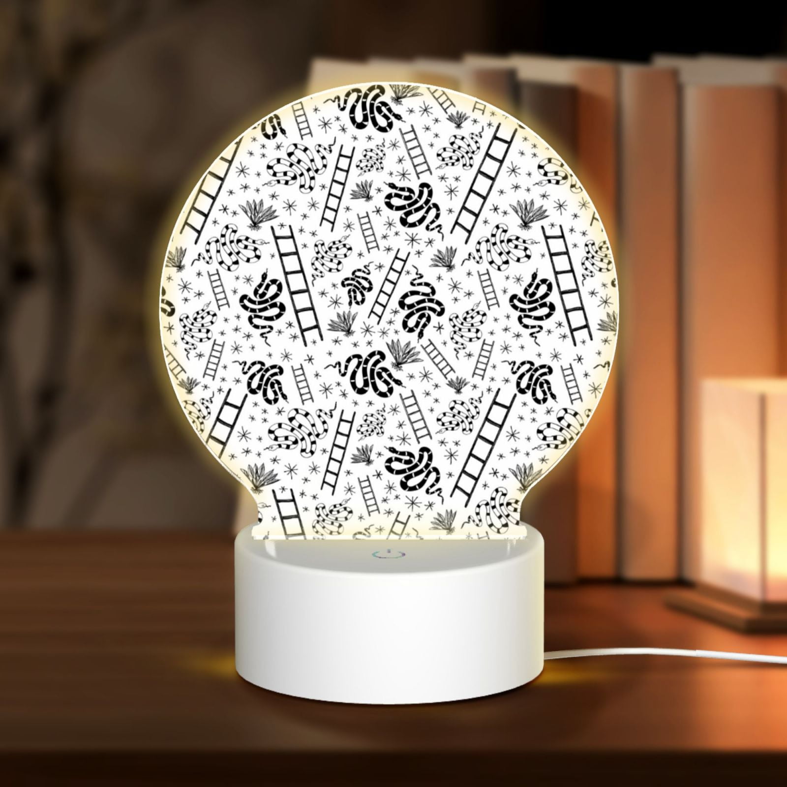 Coaee Hand Drawn Snake for Round Acrylic LED Desk Lamp 3 Color Change ...