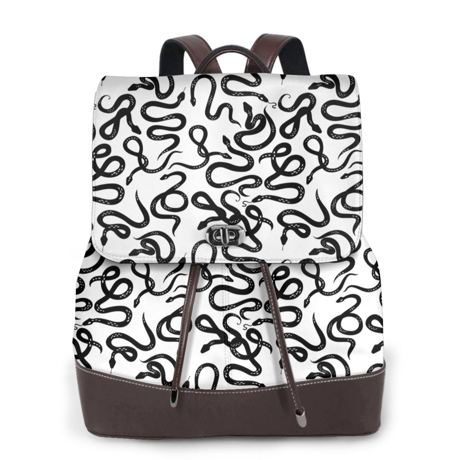 Coaee Hand Drawn Snake for Womens Backpack Anti-theft Purse Leather ...