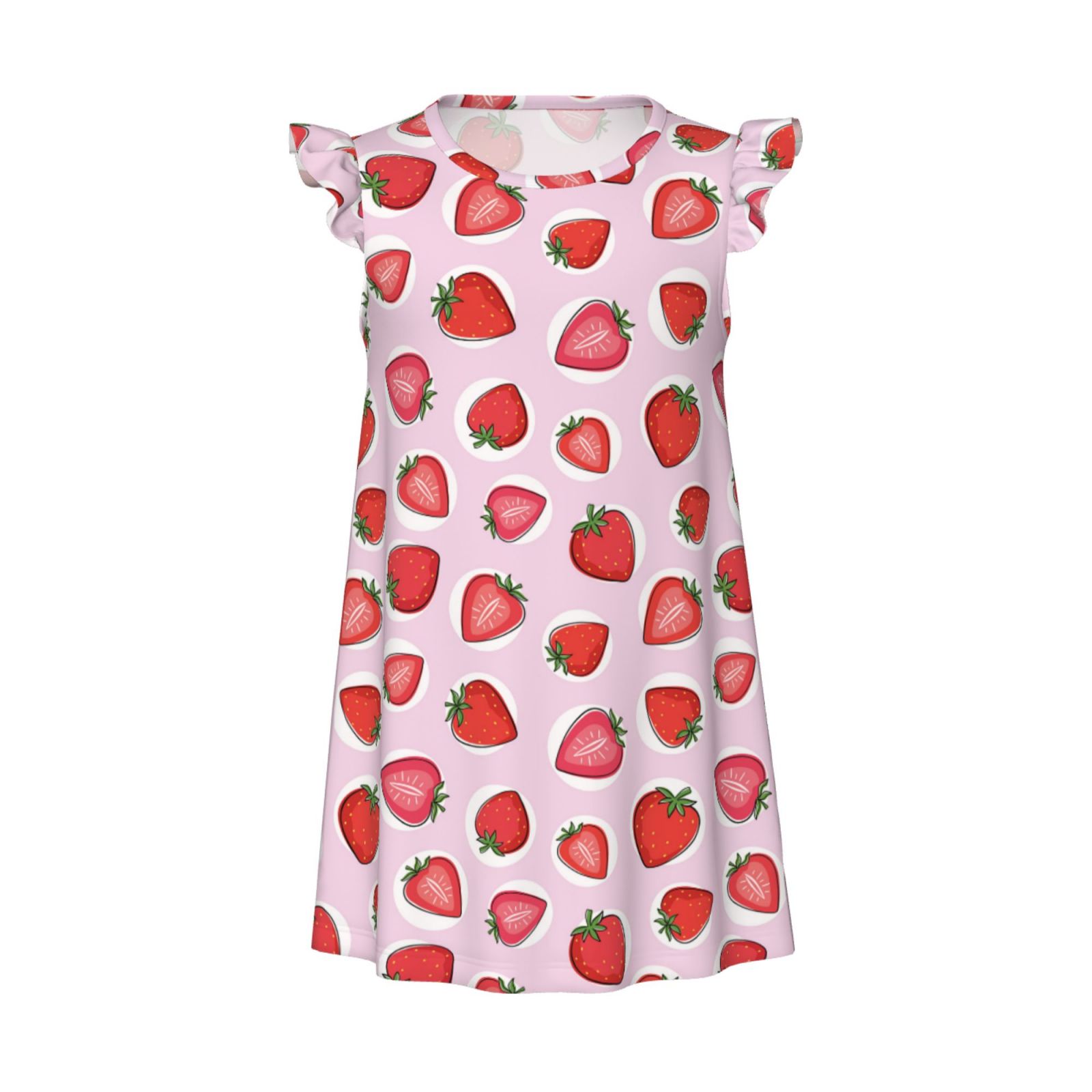 Coaee Hand Drawn Strawberry Printed Girls Nightgowns, Short Sleeve ...