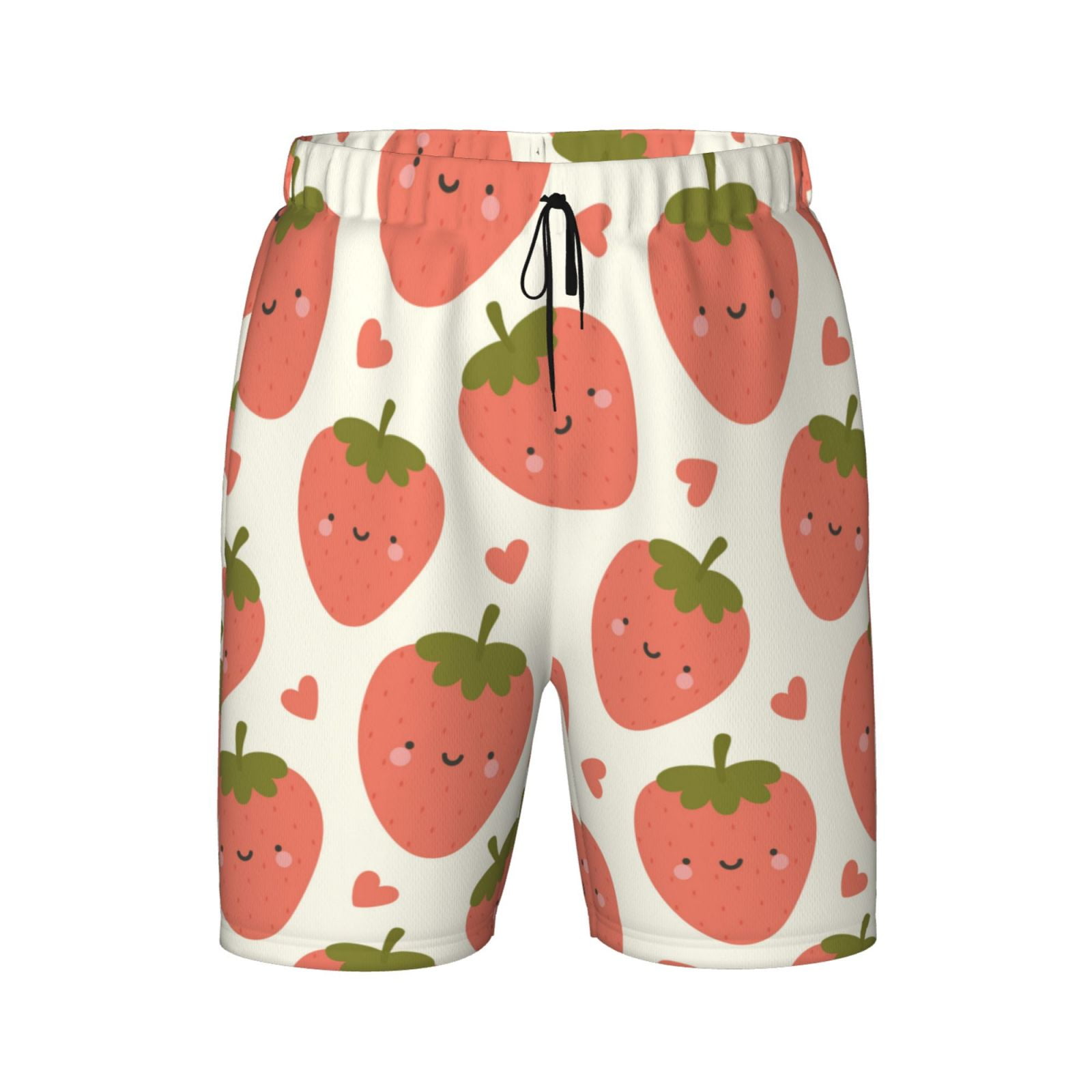 Coaee Hand Drawn Strawberry for Boys Swim Trunks Compression Liner Swim ...