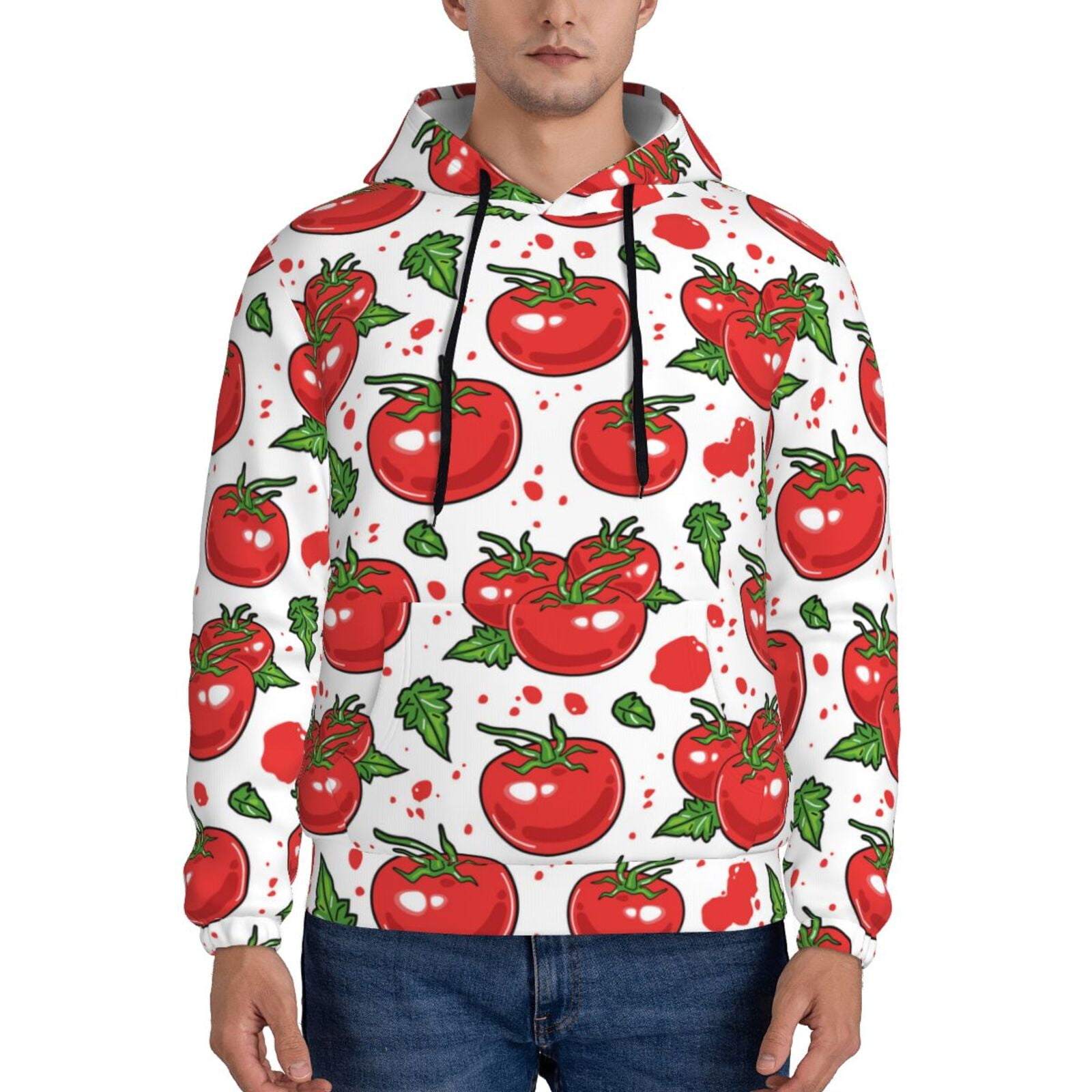 Coaee Hand Drawn Tomatoes for Adult Hoodie Pullover Sweatshirt for Men Hooded Sweatshirt for Men ...