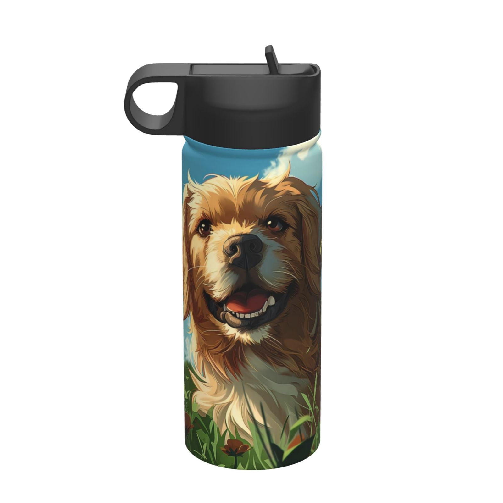 Coaee Happy Dog In Flower Field for 18oz Insulated Kettle With Straw ...