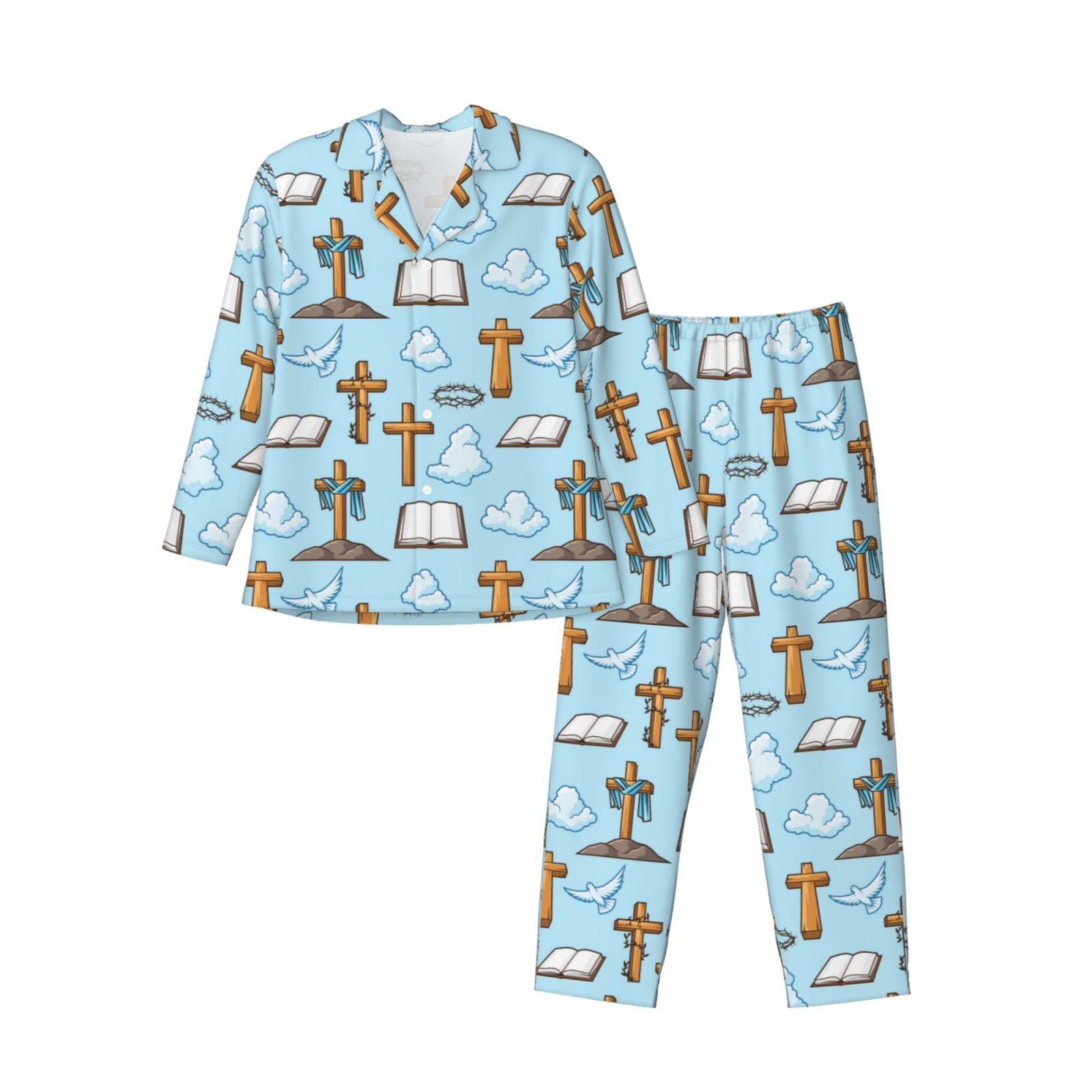 Coaee Happy Easte for Men's Sleepwear Men's Long-Sleeved Pajama Mens ...