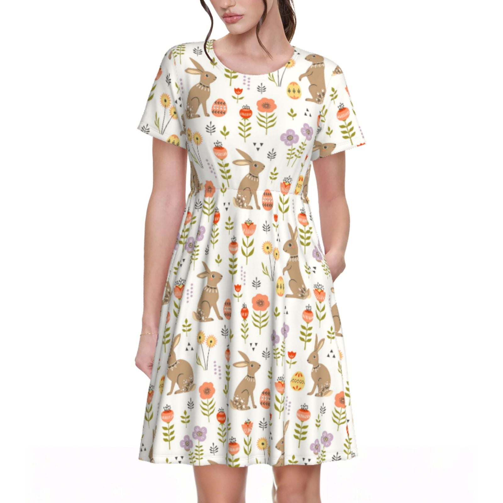 Coaee Happy Easter for Casual Dress for Women Short Sleeve Dresses with ...