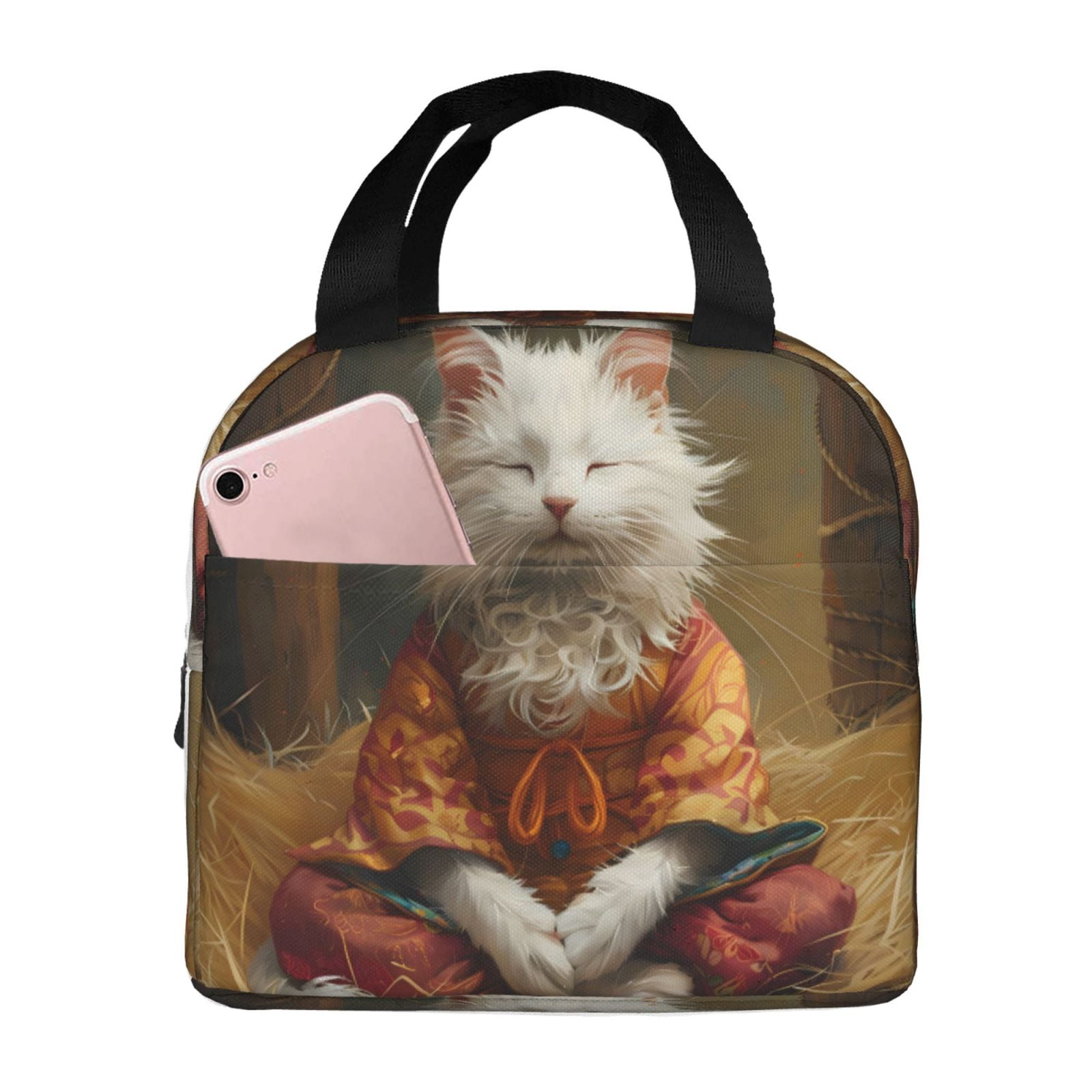 Coaee Haystack Meditating Cat for Reusable Thermal Soft Leakproof Lunch ...