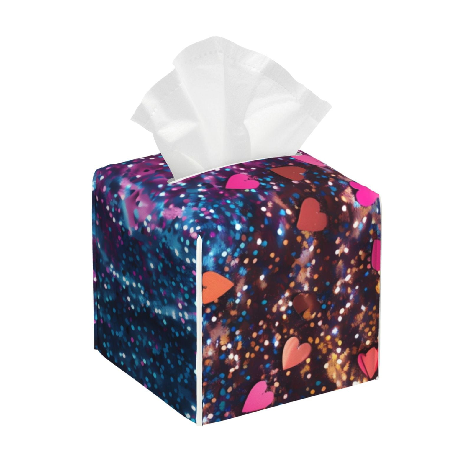 Coaee Heart Confetti on Glitter for Leather Tissue Box Cover Square ...